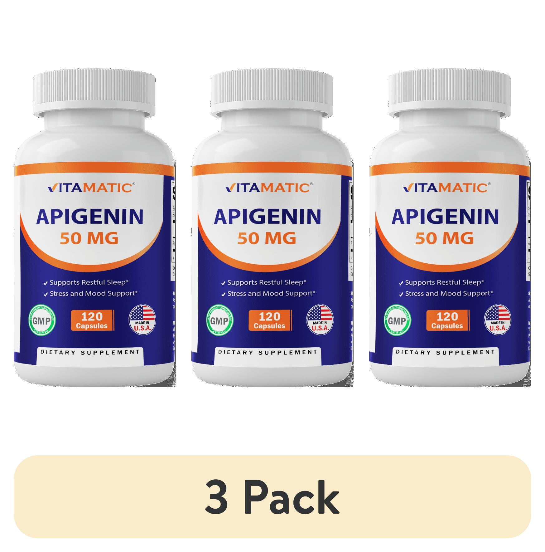 (3 pack) Vitamatic Apigenin 50 mg 120 Veg Capsules - Walmart.com