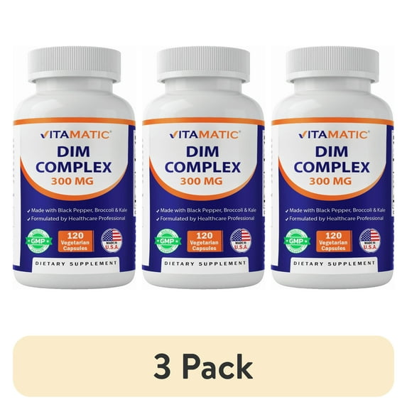 (3 pack) Vitamatic DIM Supplement Complex for Women & Men - 300mg - 120 ...