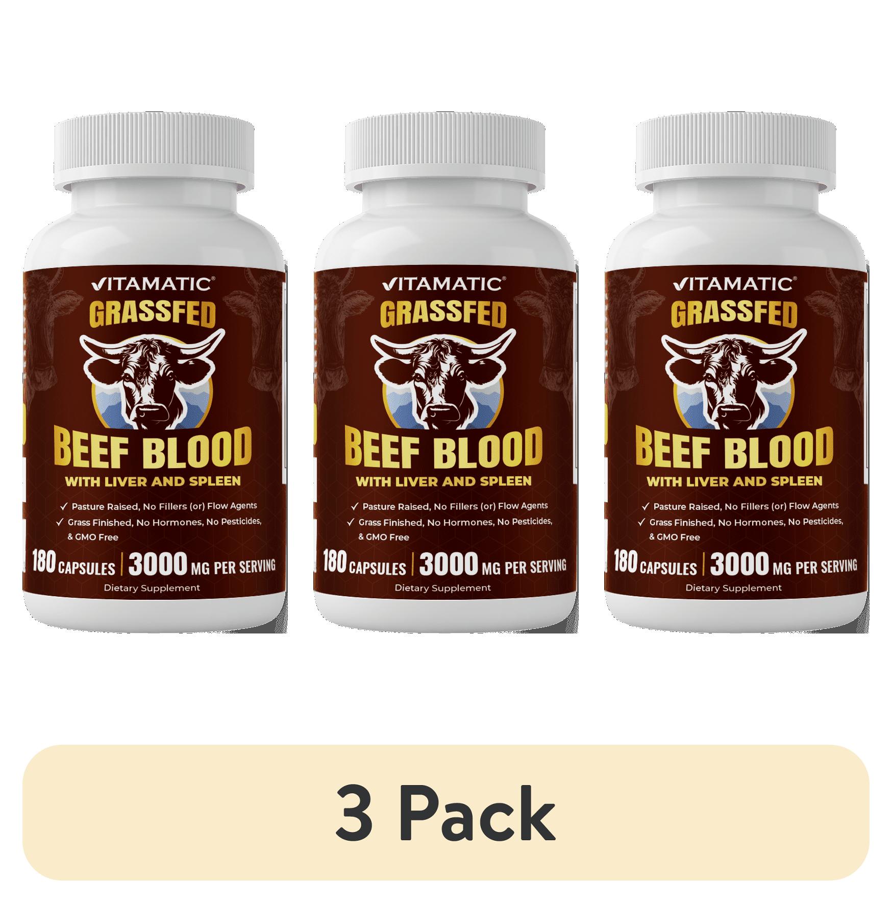 (3 pack) Vitamatic Grass Fed Beef Blood with Liver and Spleen - 180 ...