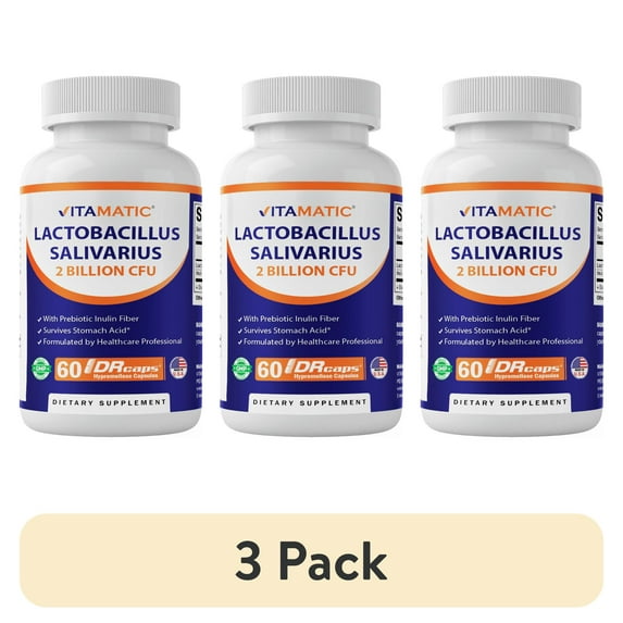 (3 pack) Vitamatic Lactobacillus Salivarius 2 Billion per DR Capsule ...
