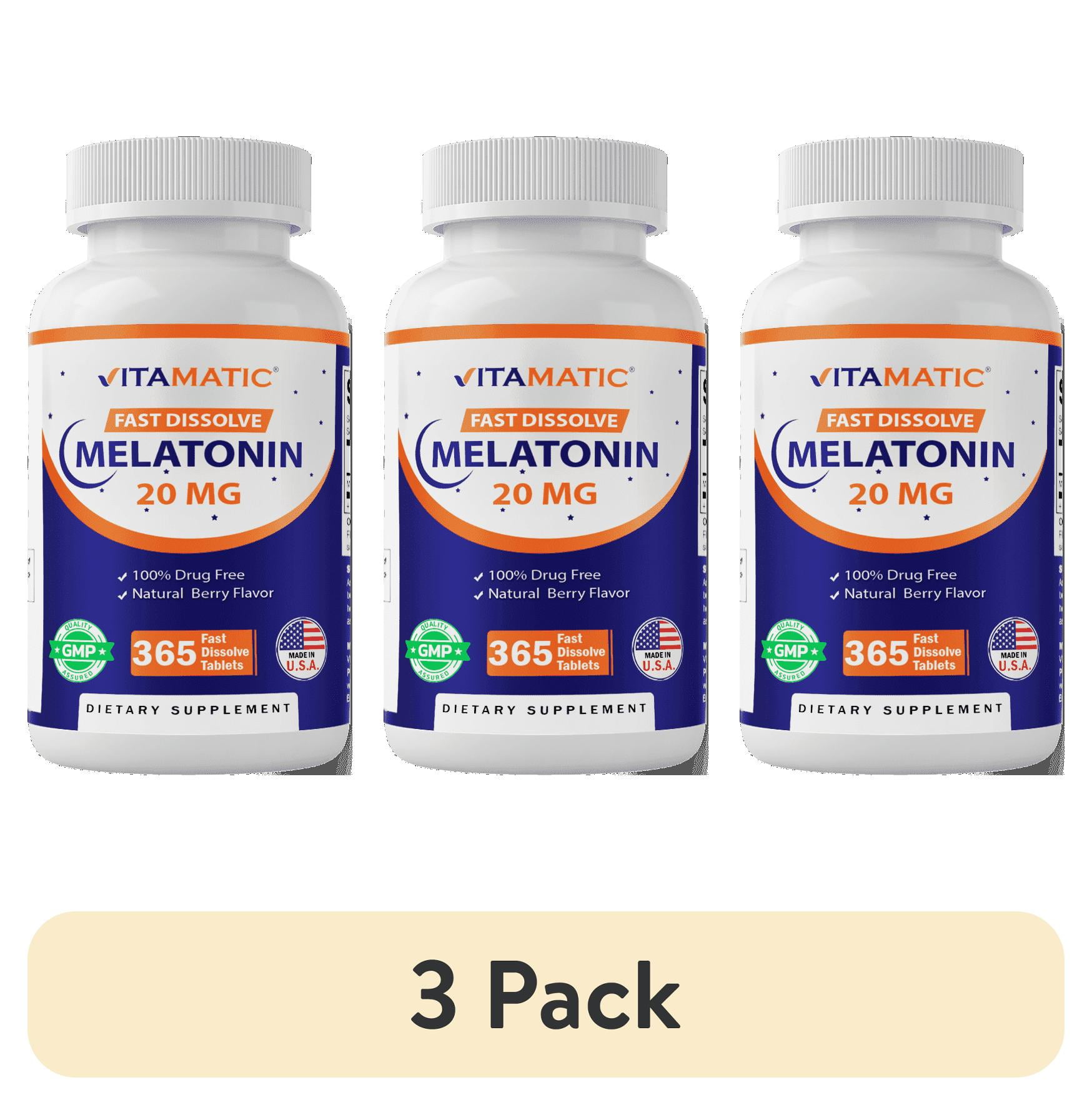 (3 pack) Vitamatic Melatonin 20mg Tablets | Vegetarian, Non-GMO, Gluten ...