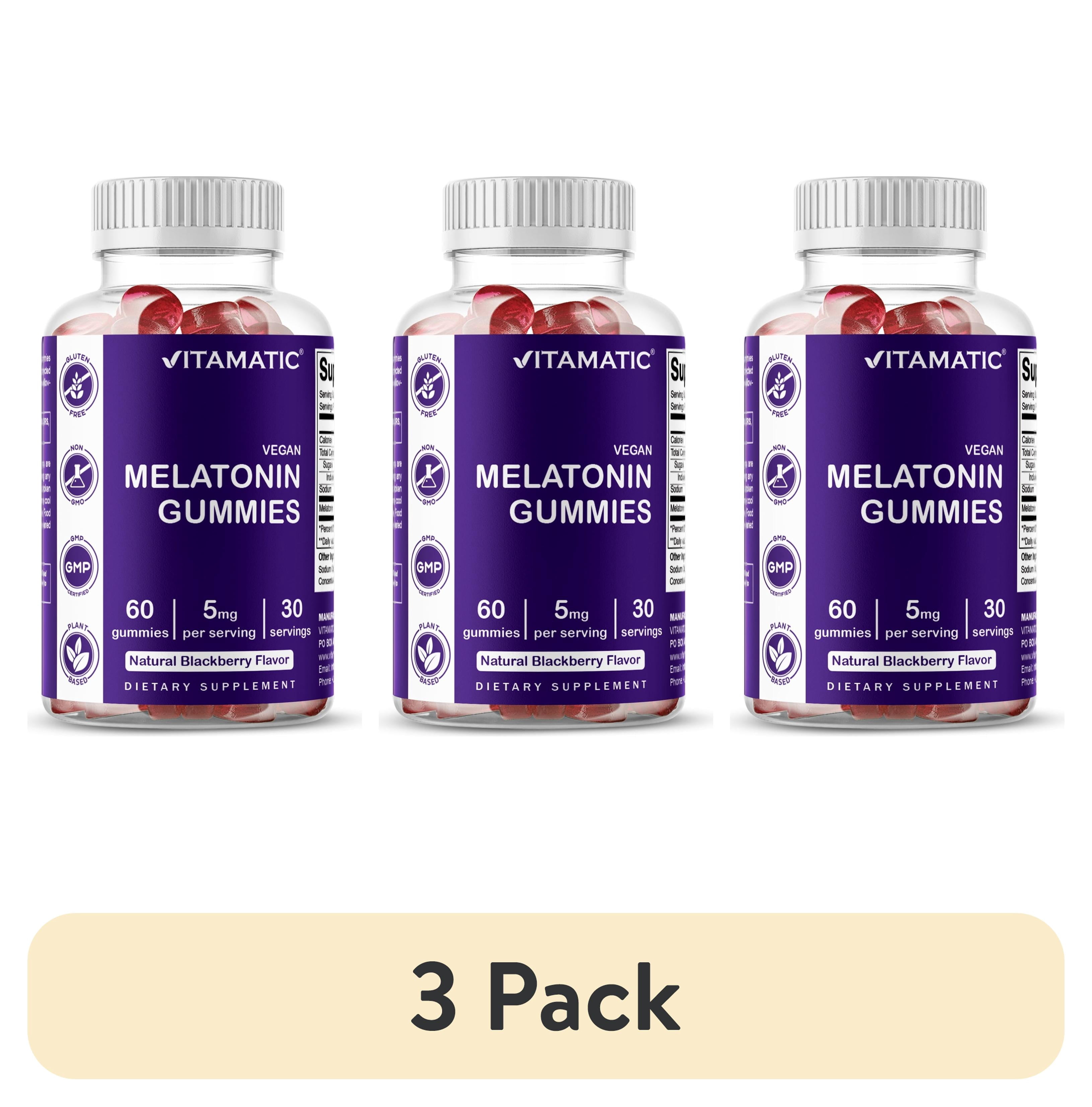 (3 pack) Vitamatic Melatonin Gummies for Kids & Adults - (2.5mg 5mg ...
