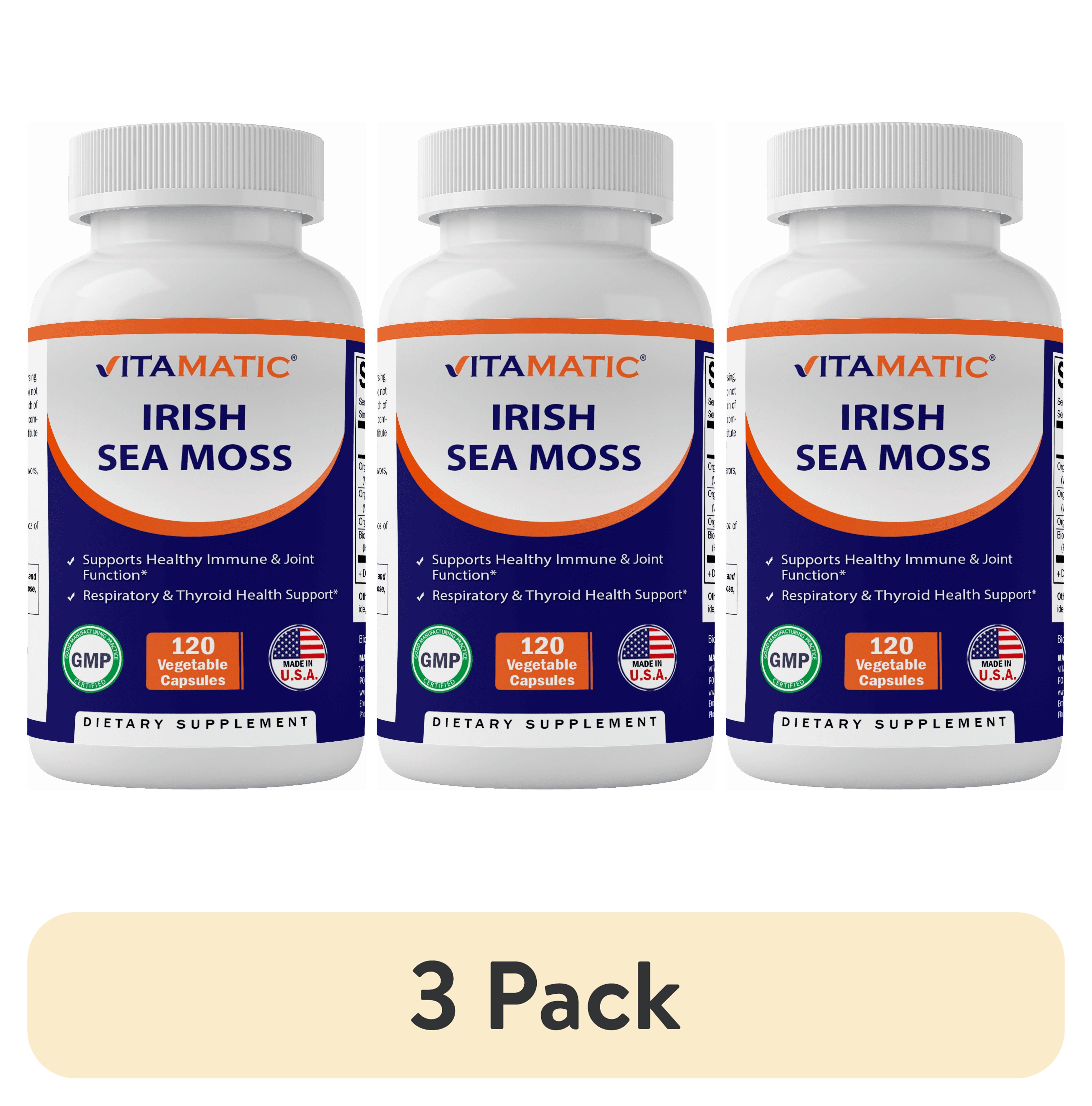 (3 pack) Vitamatic Organic Irish Sea Moss 120 Vegetarian Capsules ...