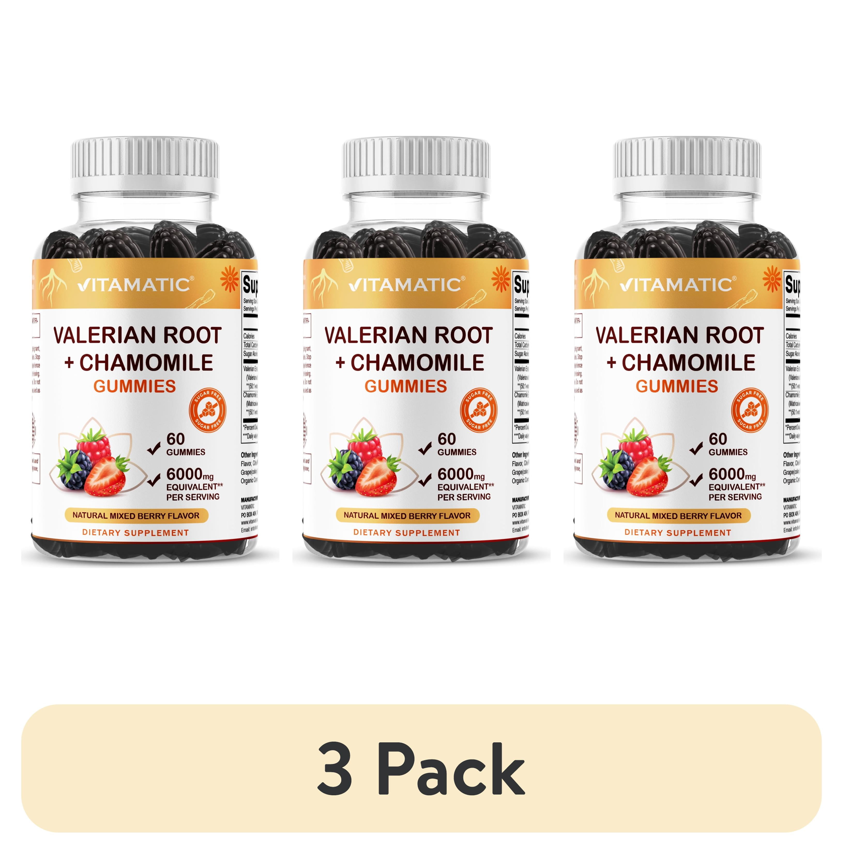(3 pack) Vitamatic Valerian Root Chamomile Gummies – 6000 mg Equivalent ...