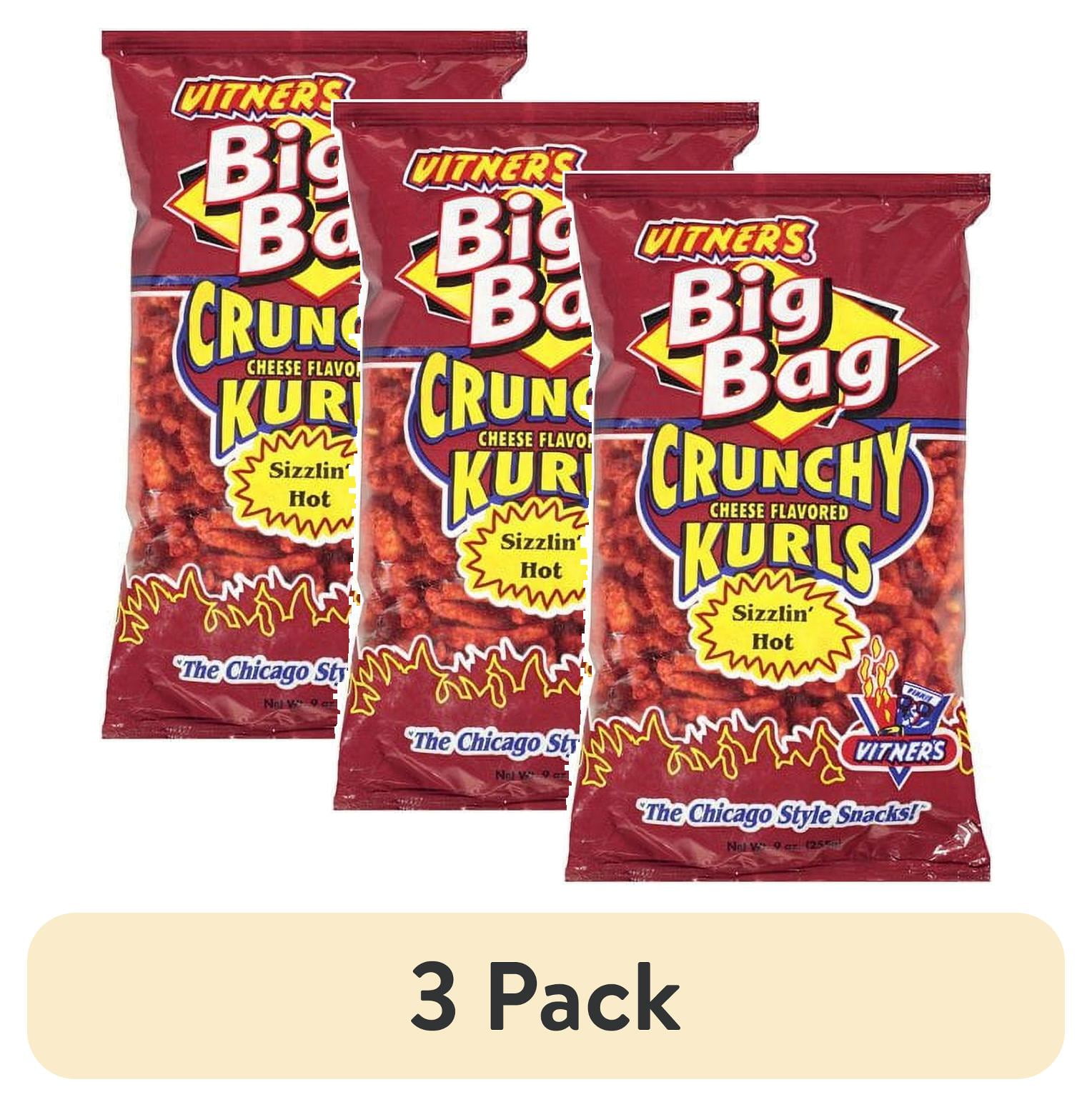 (3 pack) Vitner's Crunchy Kurls Sizzlin' Hot Cheese Flavored Snack Big ...