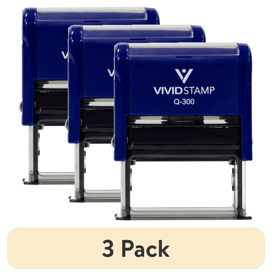 (3 pack) Vivid Stamp Basic PAID Self Inking Rubber Stamp (Blue Ink ...
