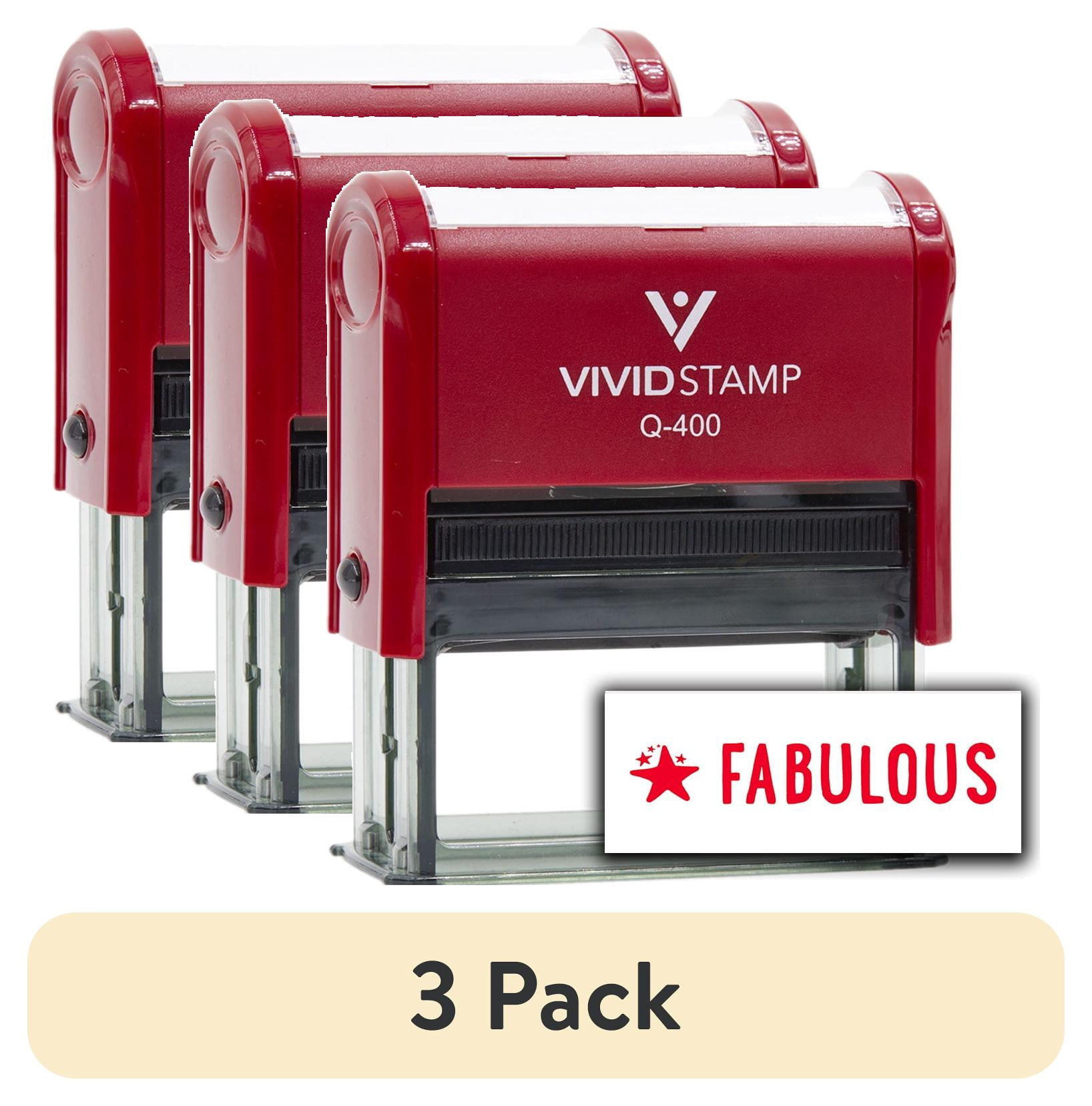 (3 pack) Vivid Stamp Fabulous Self Inking Rubber Stamp (Red Ink) - Q ...