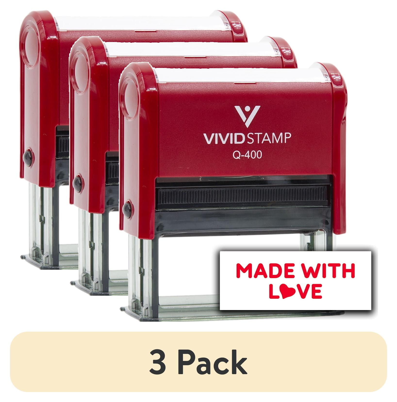 (3 pack) Vivid Stamp Made With Love Self Inking Rubber Stamp (Red Ink ...