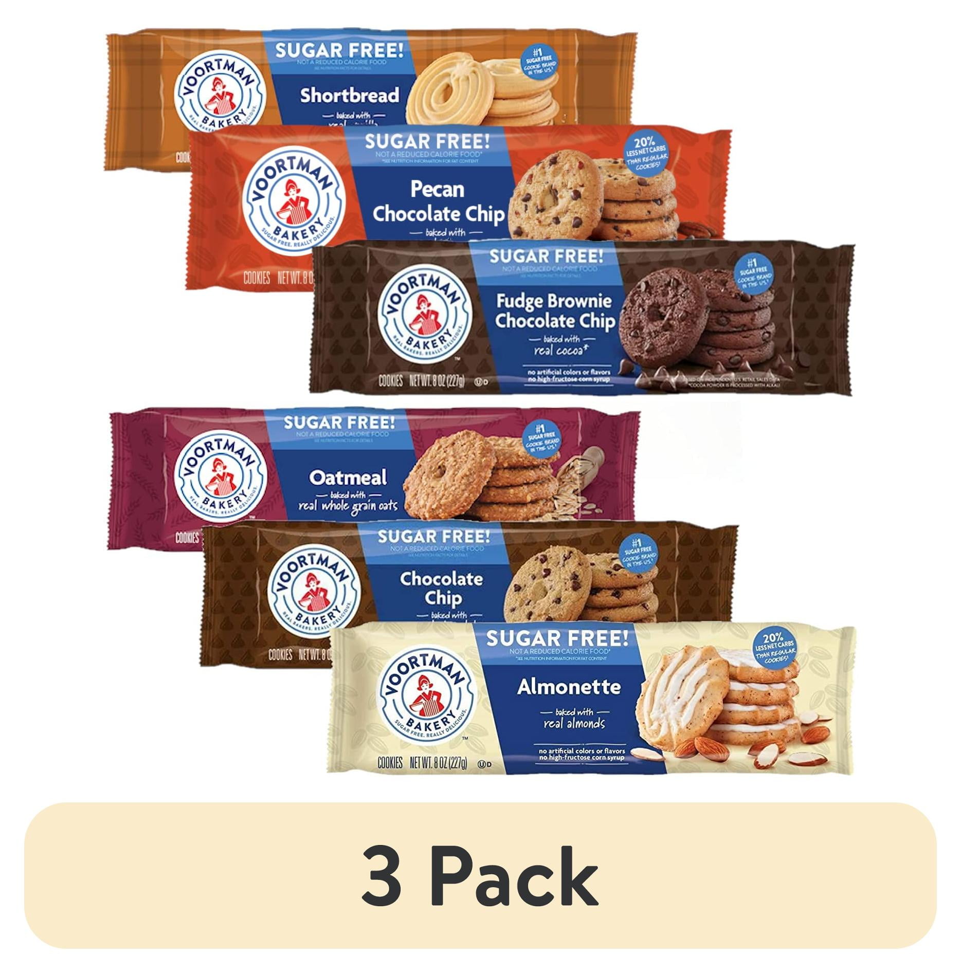 (3 pack) Voortman Bakery Sugar Free Cookie, 6 Flavors | Chocolate Chip ...