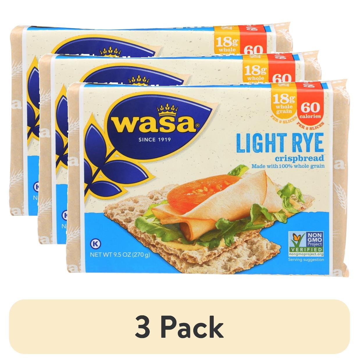 (3 pack) Wasa® Light Rye Swedish Crispbread 9.5 oz - Walmart.com