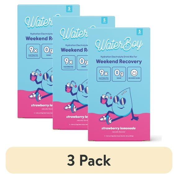 (3 pack) Waterboy Hydration and Weekend Recovery Powder Packets ...