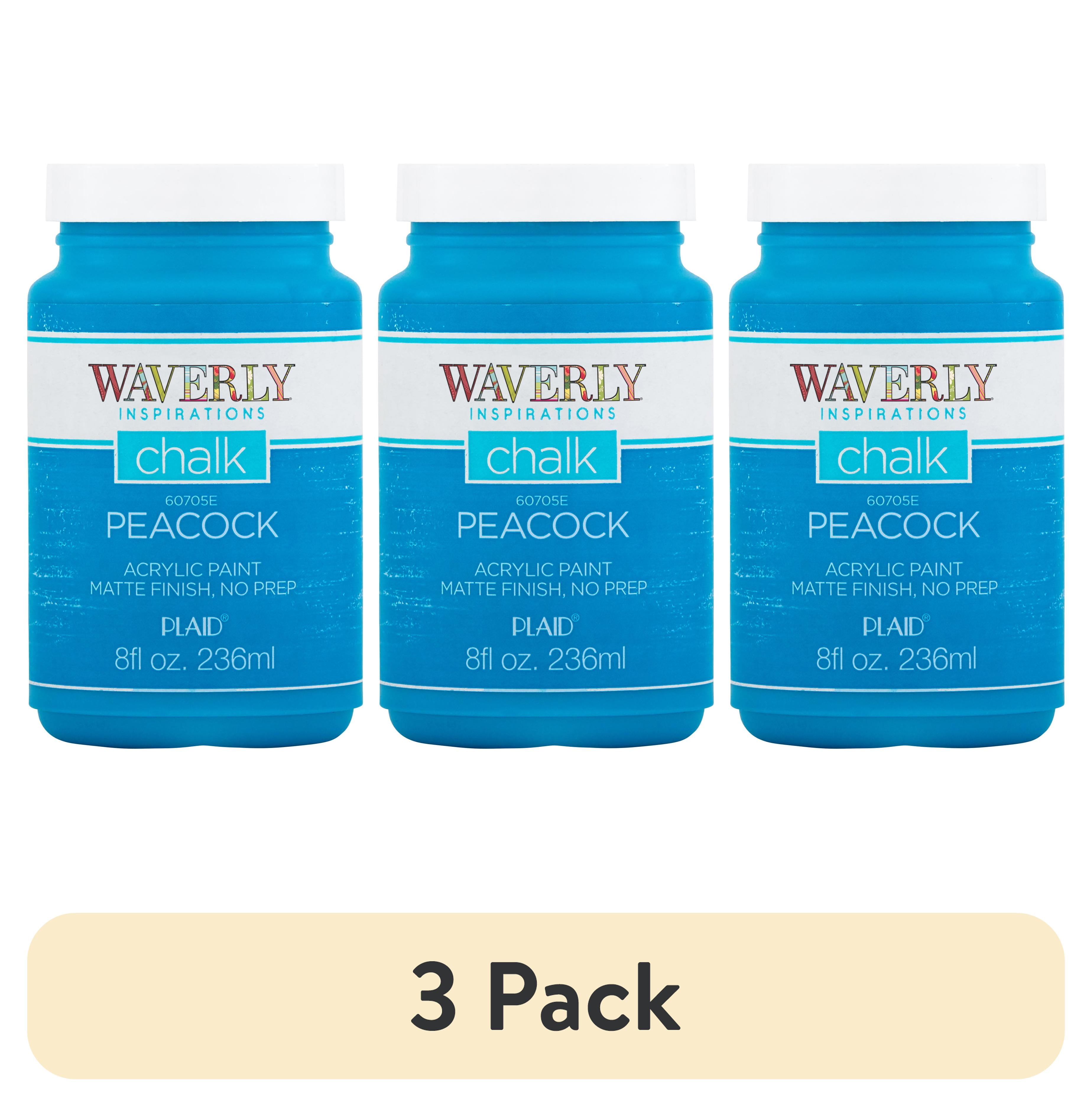 (3 pack) Waverly Inspirations Chalk Paint, Ultra Matte, Peacock, 8 fl ...