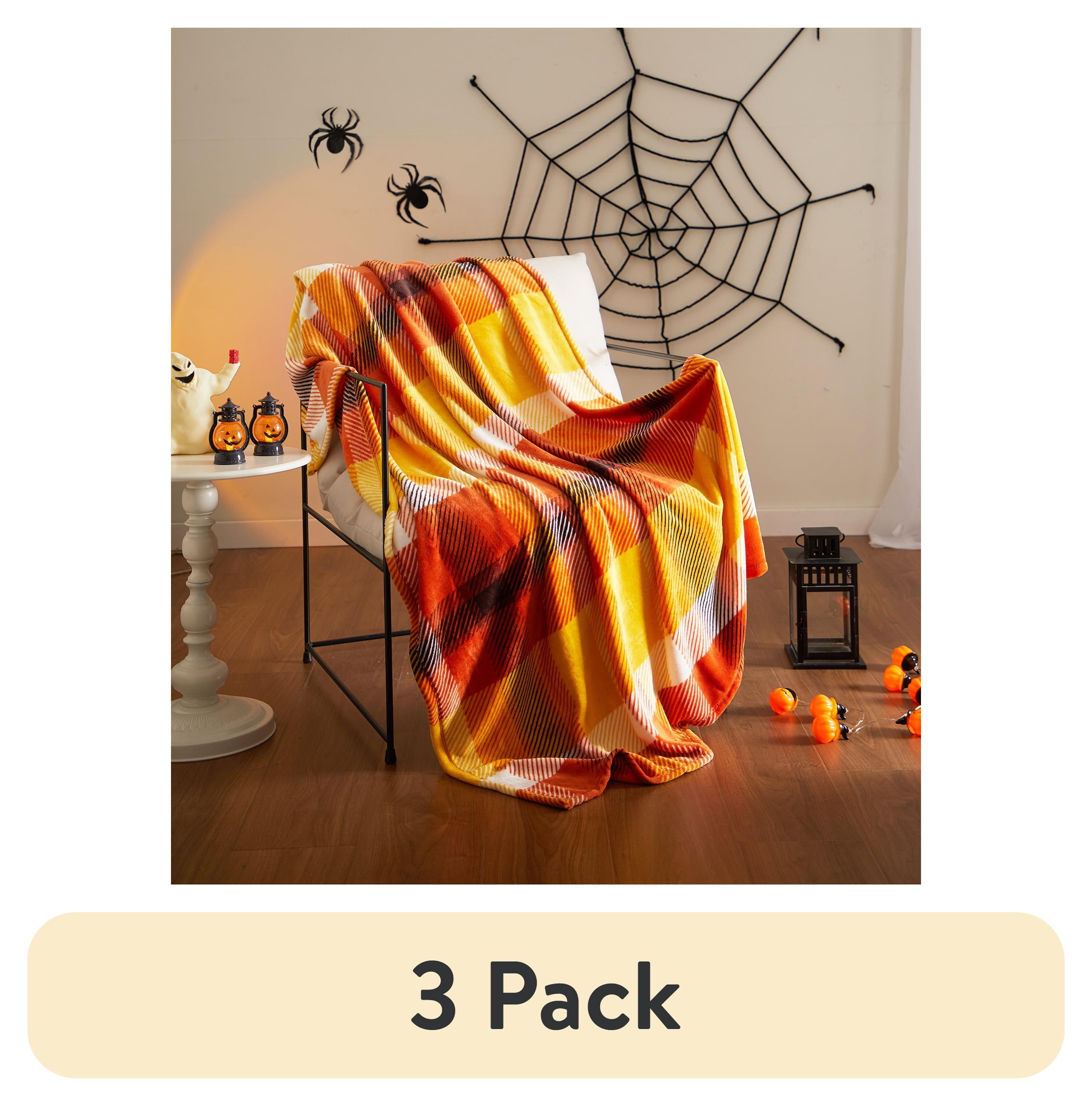 (3 pack) Way To Celebrate 50"x60" Harvest Plaid Rolled Plush Throw ...