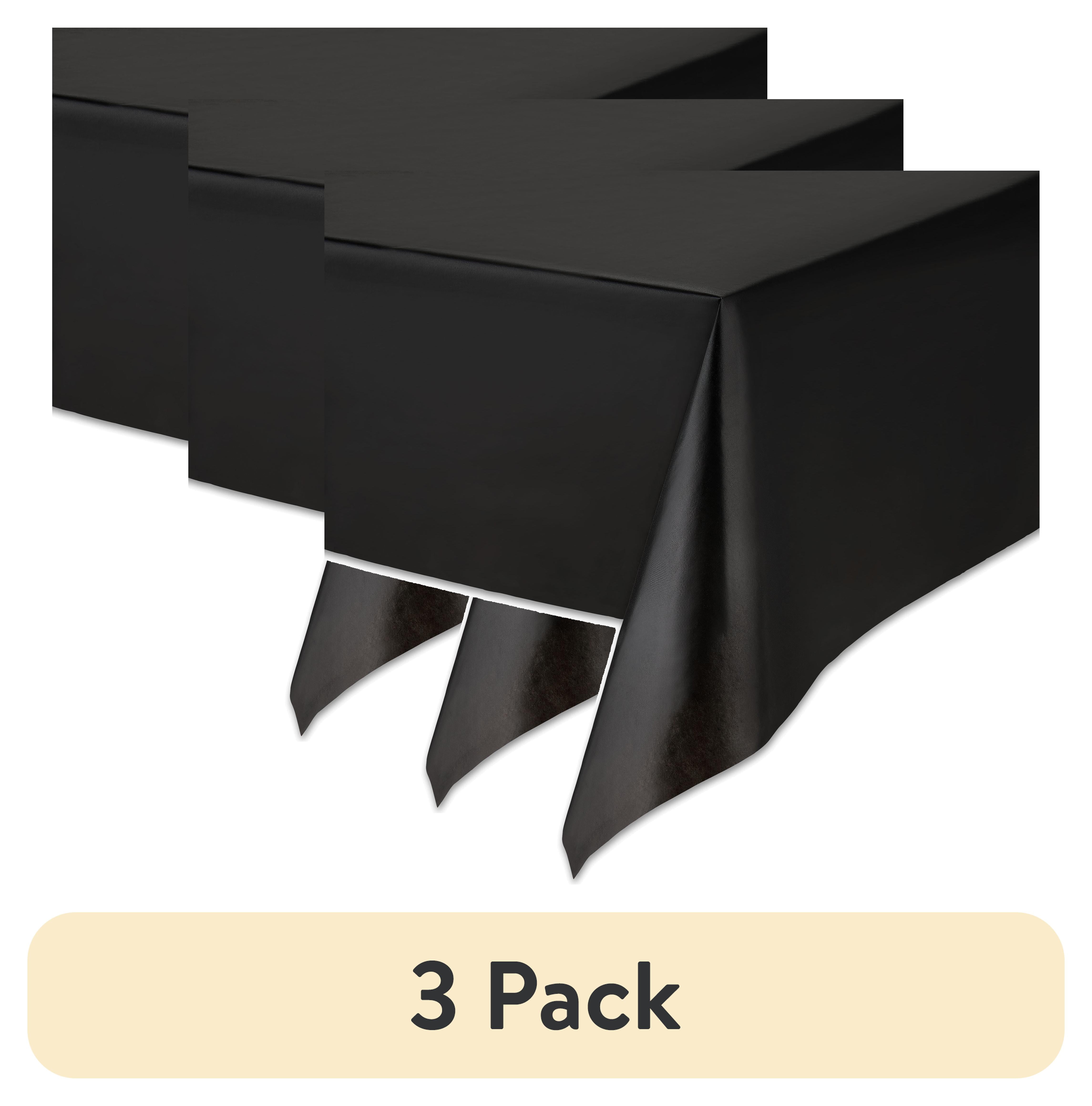(3 pack) Rectangular 54" x 108" Black Plastic Table Cover, 3 Count, by Way To Celebrate ...