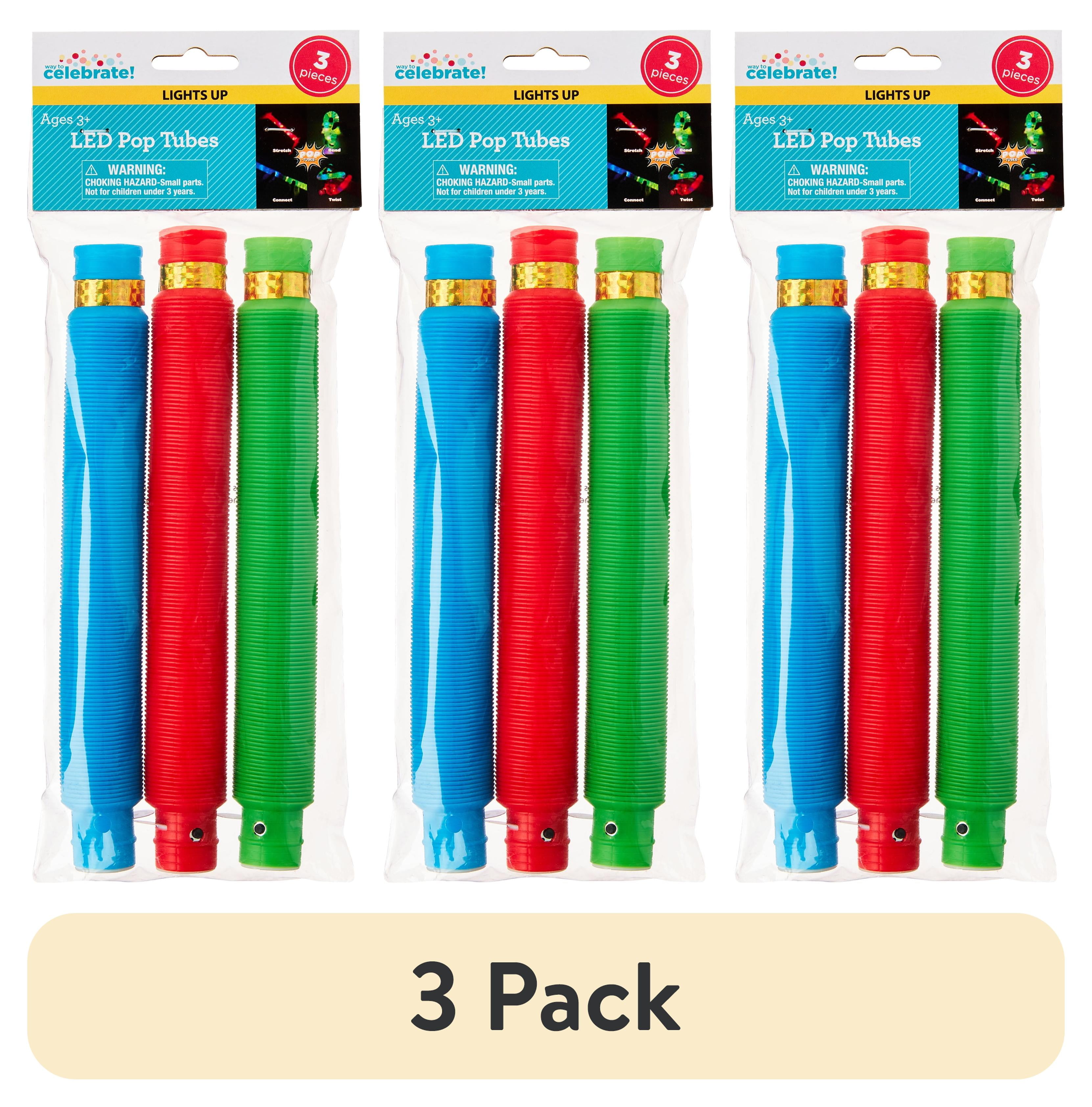 (3 pack) Multi-Color Light-up LED Pop Tube Party Favors, 3 Count, by ...