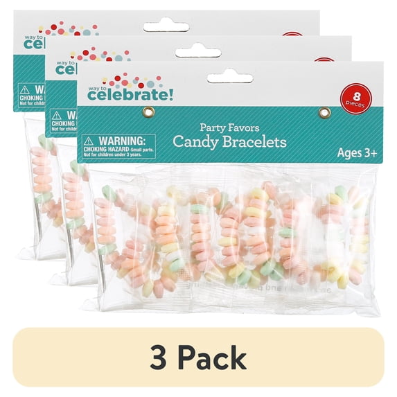 (3 pack) Multi-Color Pastel Candy Bracelet Party Favors, 8 Count, by ...