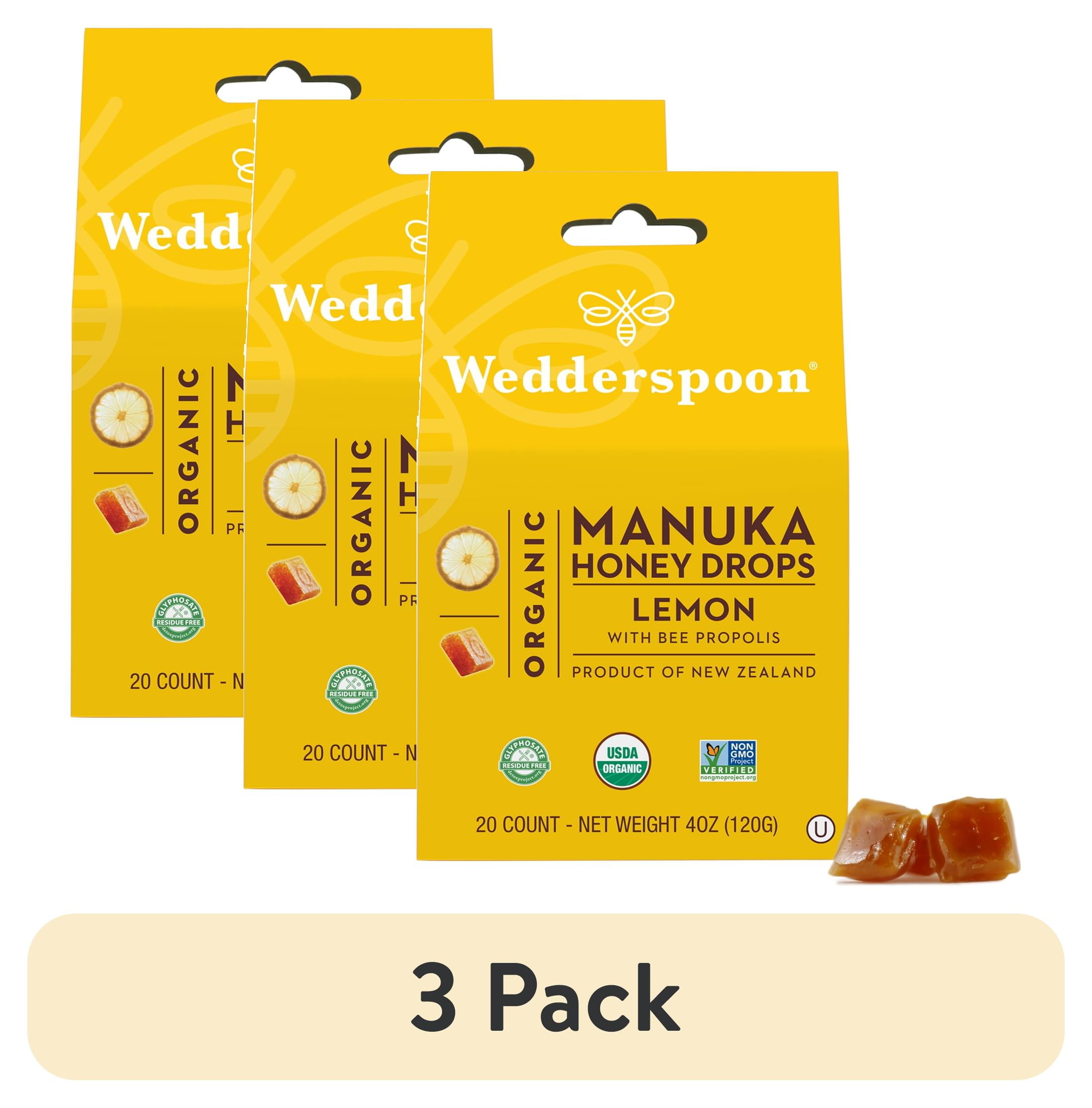 (3 pack) Wedderspoon Organic Manuka Honey Drops Lemon, 20 Count ...