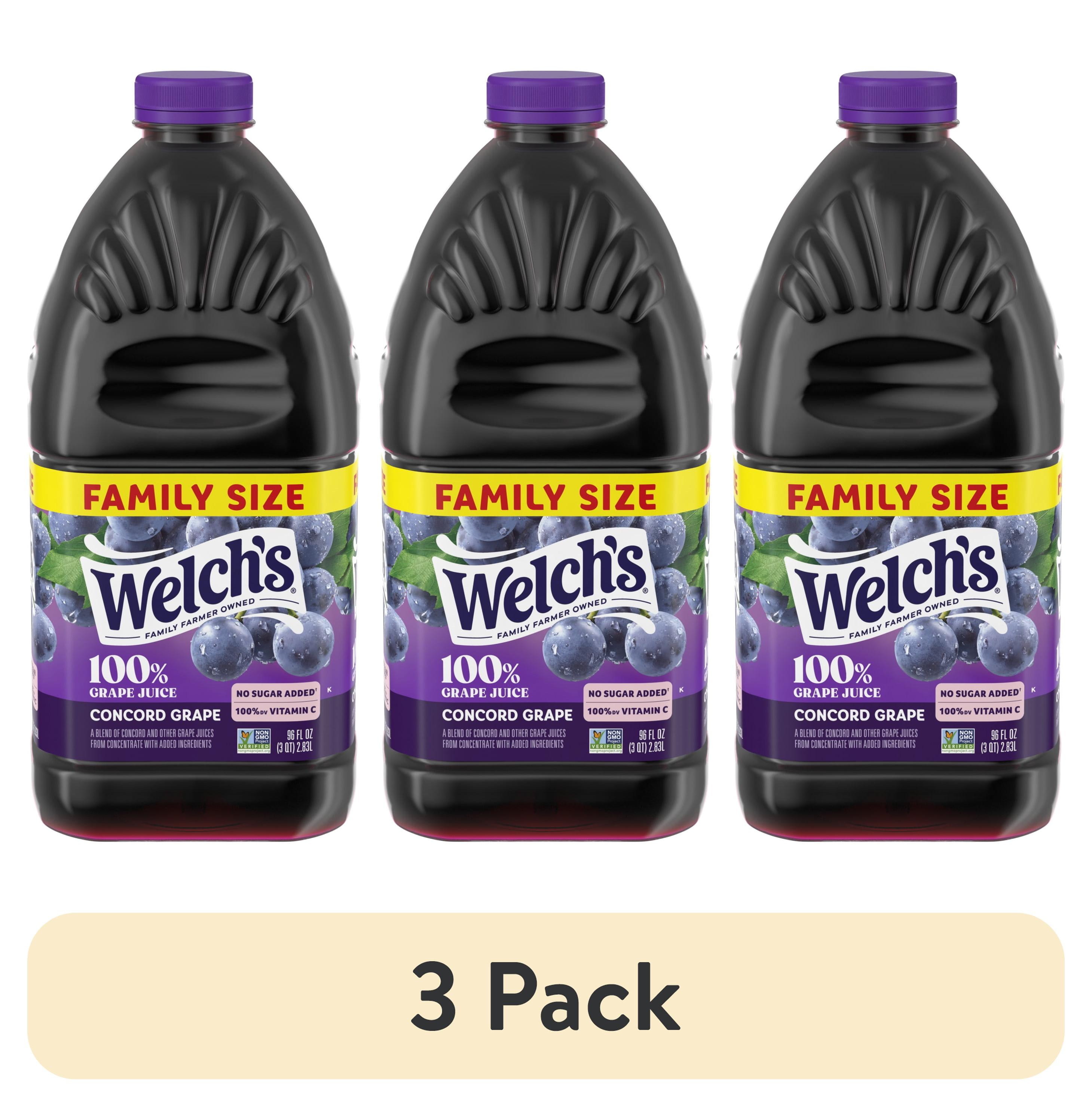 (3 pack) Welch's 100% Grape Juice, Concord Grape, 96 fl oz Bottle ...