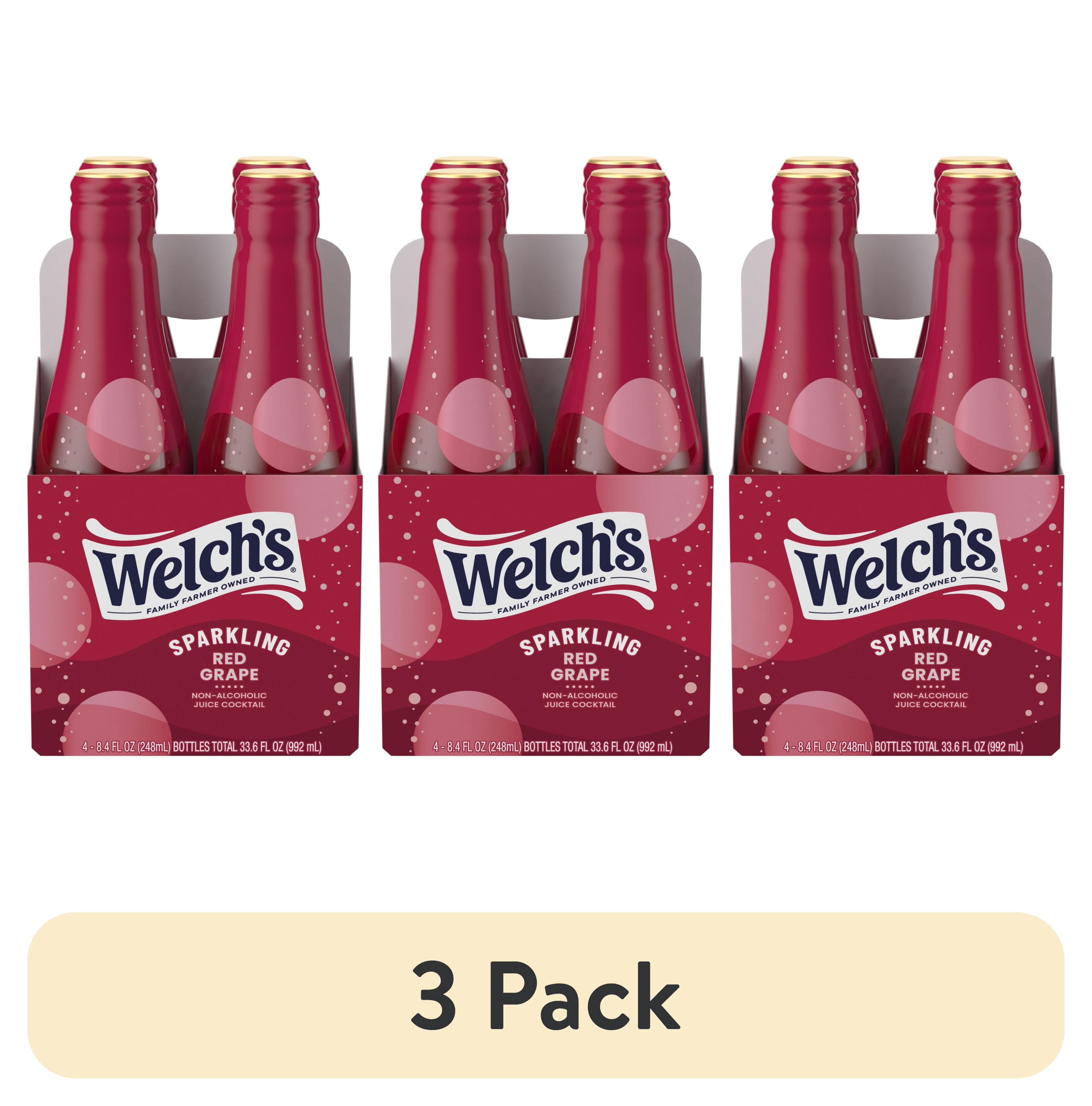 (3 pack) Welch's Non-Alcoholic Sparkling Juice Cocktail, Red Grape, 8.4 fl oz Bottle 4 Pack ...