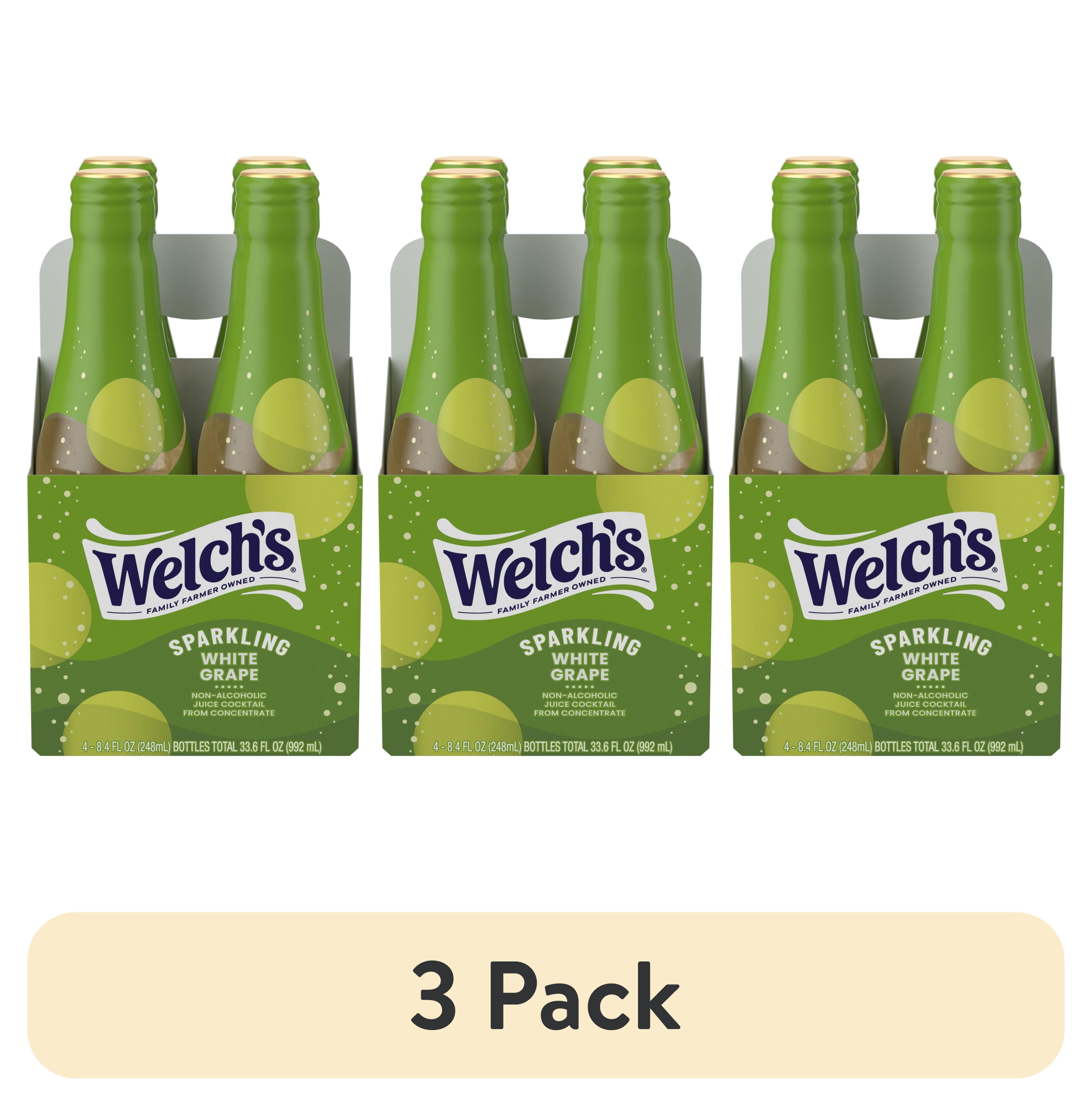 (3 pack) Welch's Non-Alcoholic Sparkling Juice Cocktail, White Grape, 8 ...