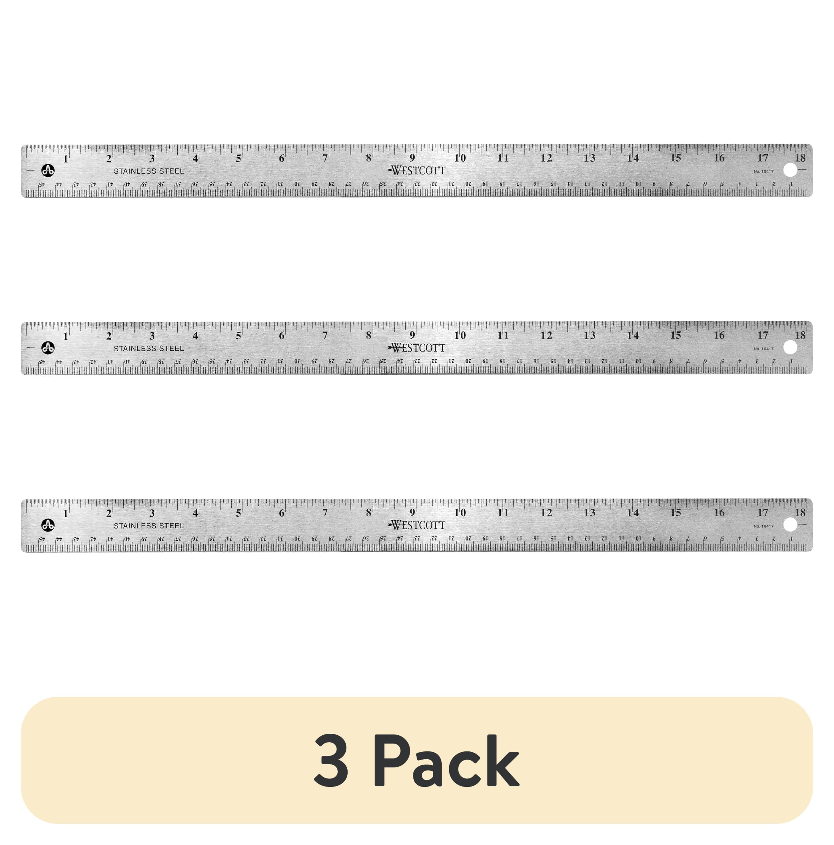 (3 pack) Westcott Standard 18" Stainless Steel Ruler, Non-Slip, Silver ...
