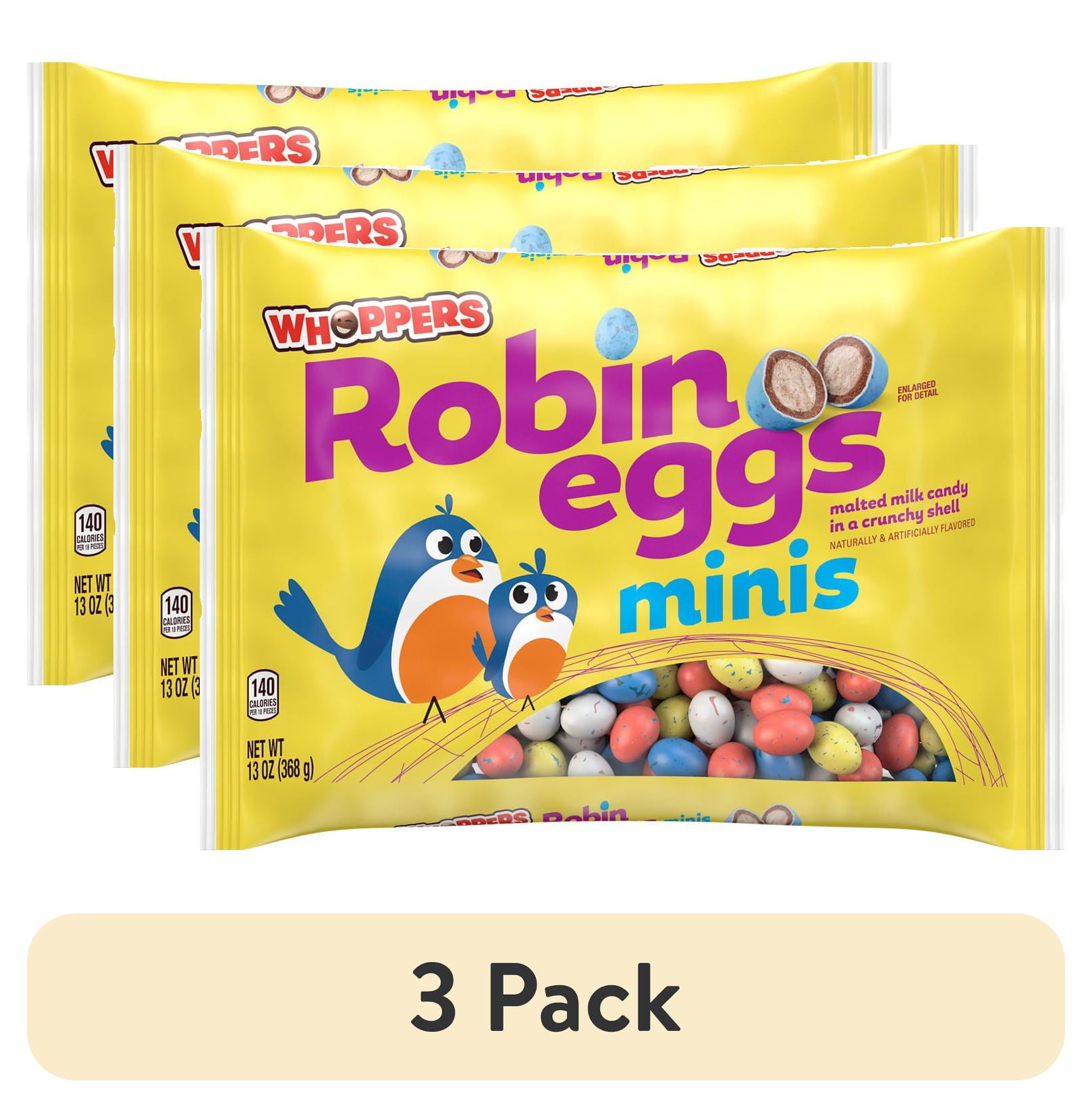 (3 pack) Whoppers Robin Eggs Minis Malted Milk Balls Easter Candy, Bag ...