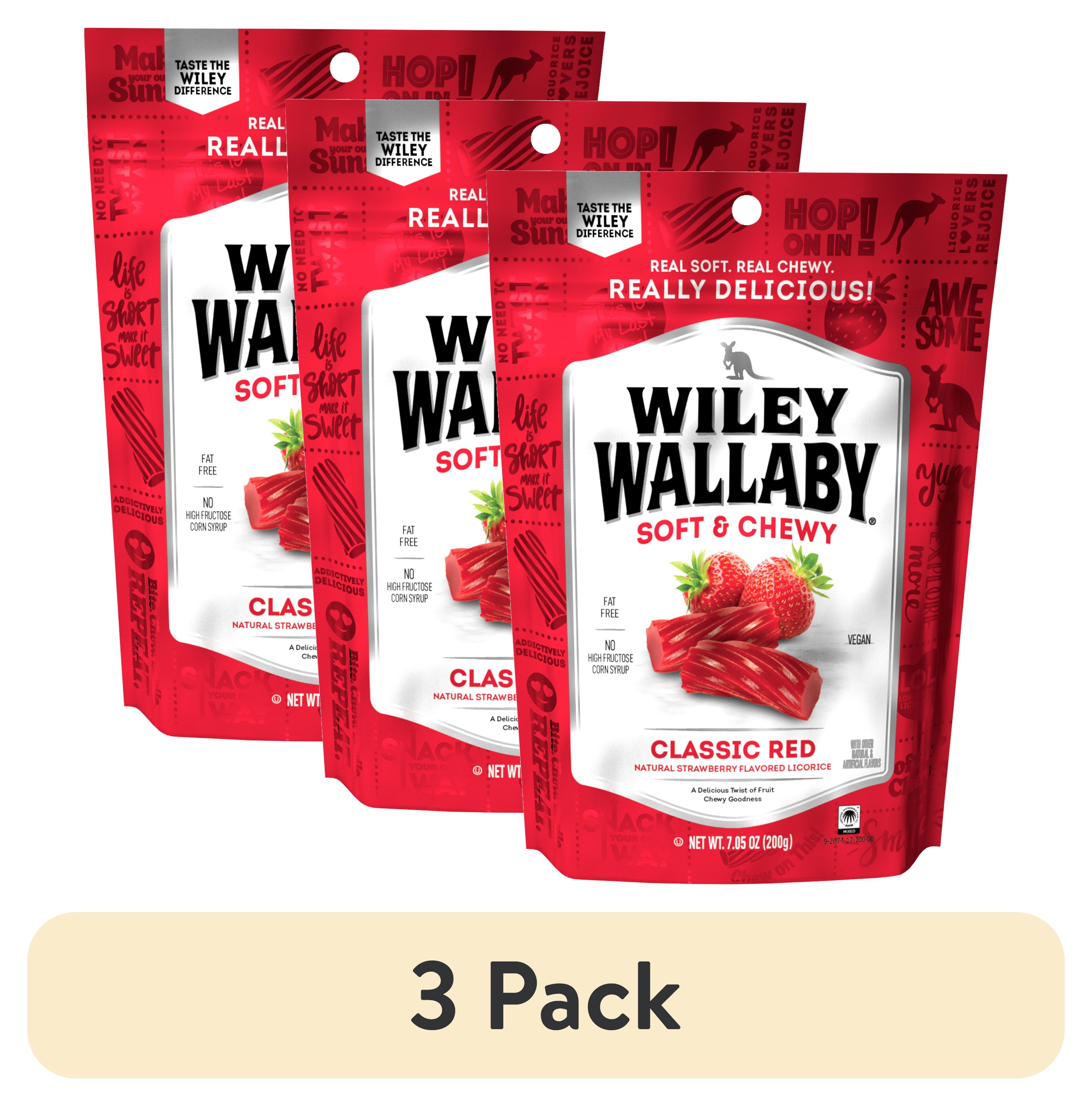 (3 pack) Wiley Wallaby Classic Red Licorice Candy, 7.05 oz. Resealable ...