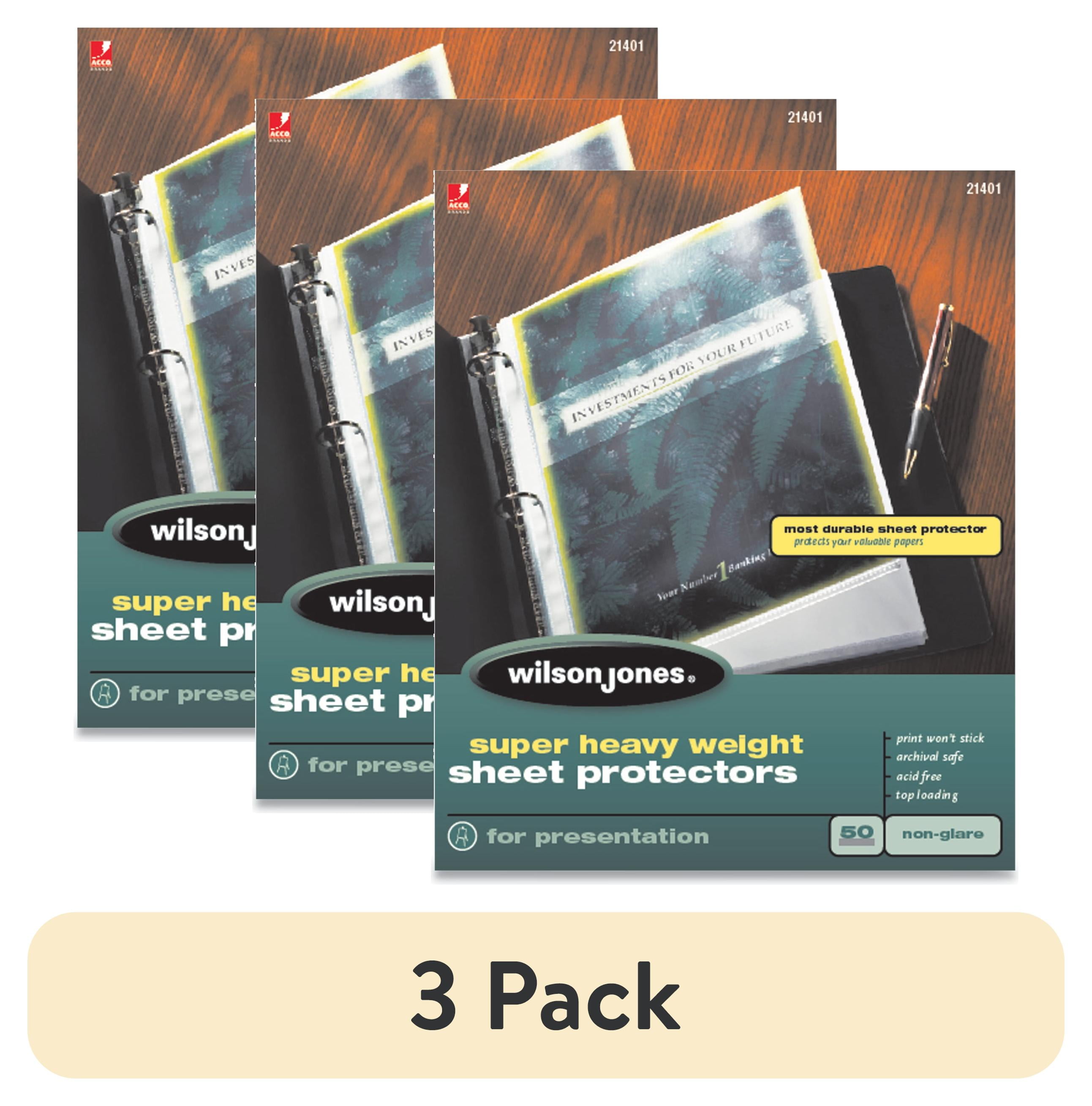 (3 pack) Wilson Jones, WLJ21401, Super Heavy Weight Top-Loading Sheet ...