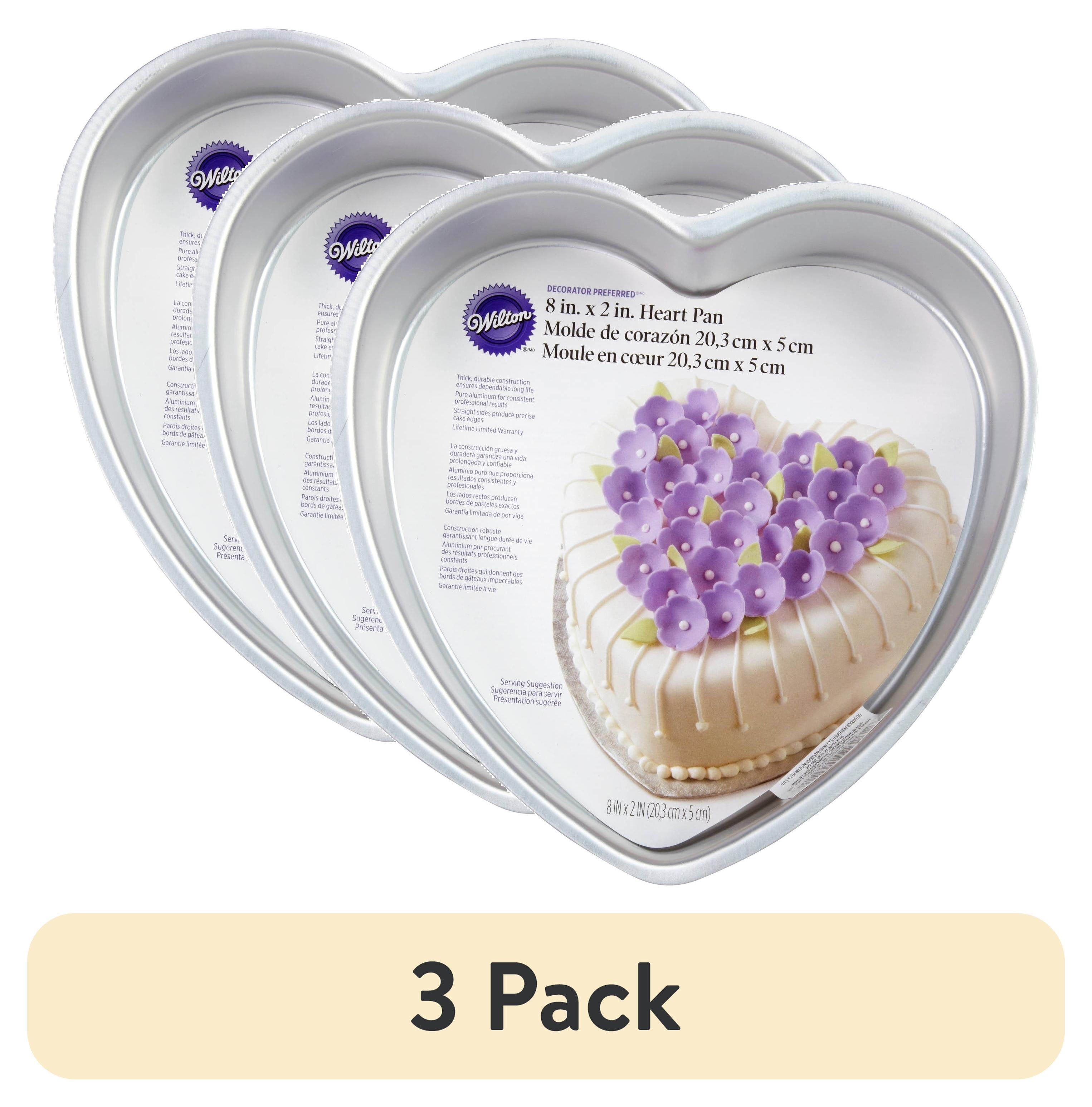 (3 pack) Wilton Heart Decorator Preferred 8" Aluminum Cake Pan ...