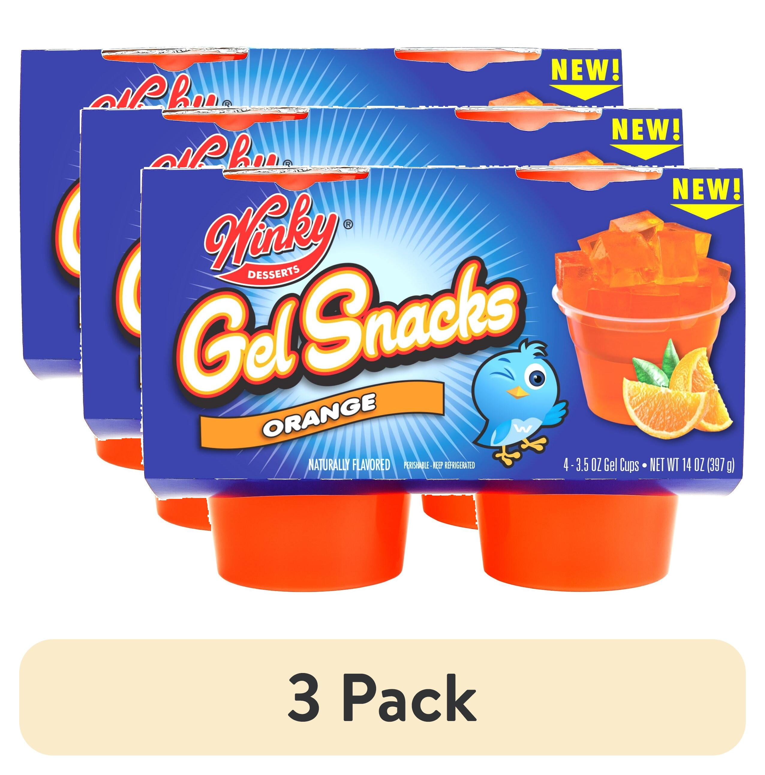 (3 pack) Winky Orange Gel Snacks, 4 Count Plastic Cups, Refrigerated, 1 ...