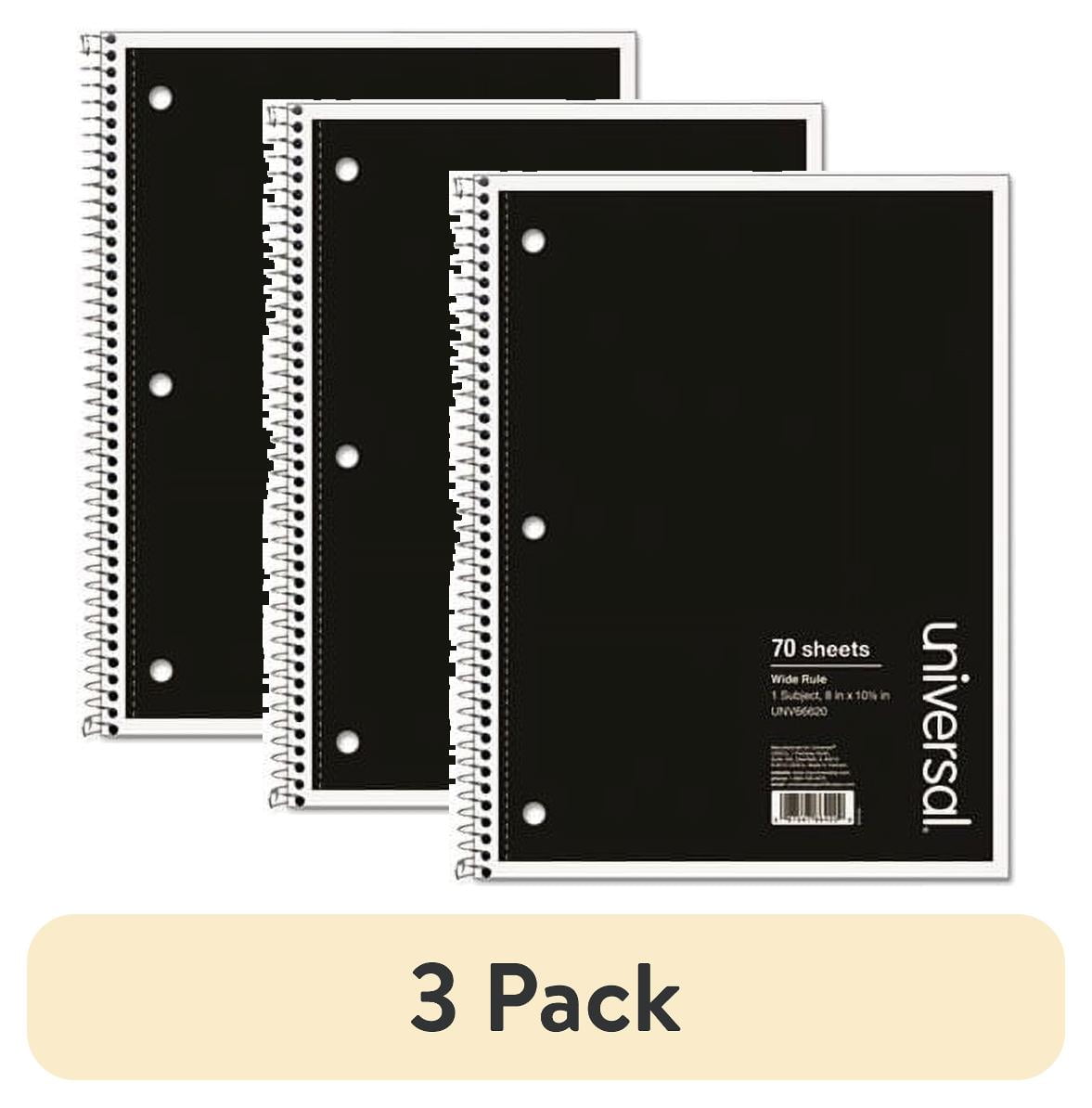 (3 pack) Wirebound Notebook, 1 Subject, Wide/Legal Rule, Black Cover ...