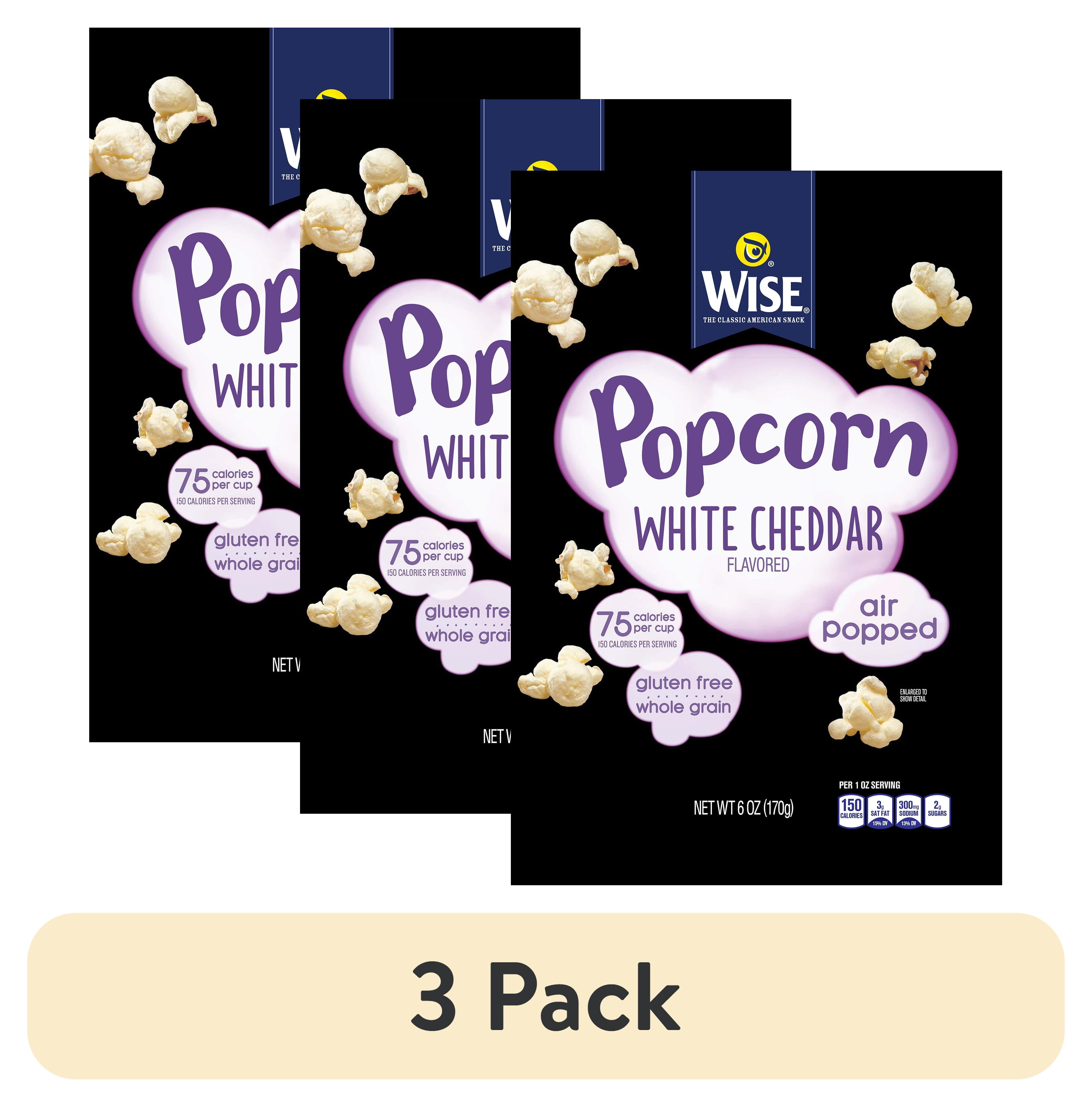(3 pack) Wise Air Popped White Cheddar Popcorn, 6 Oz. - Walmart.com