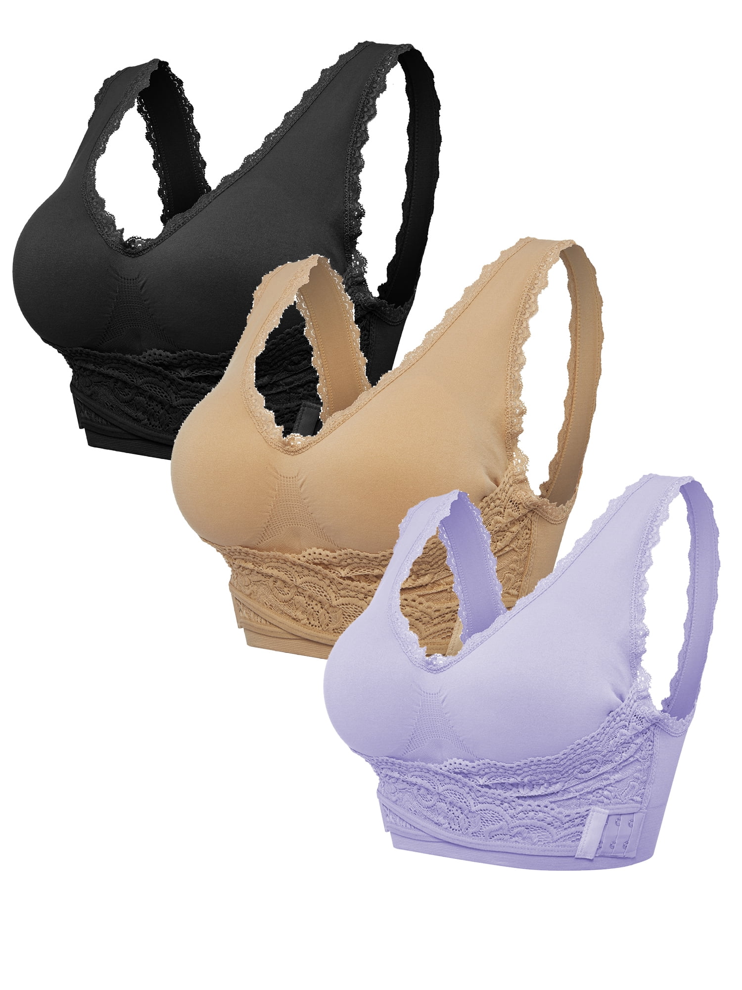 3 pack Women Sports Bra Seamless Padded Yoga Bra Women Seamless Cross ...