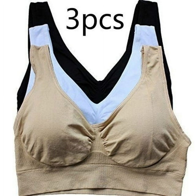 3 Pack Women's High-Intensity Push Up Sports Bra, Wirefree Yoga Tank ...