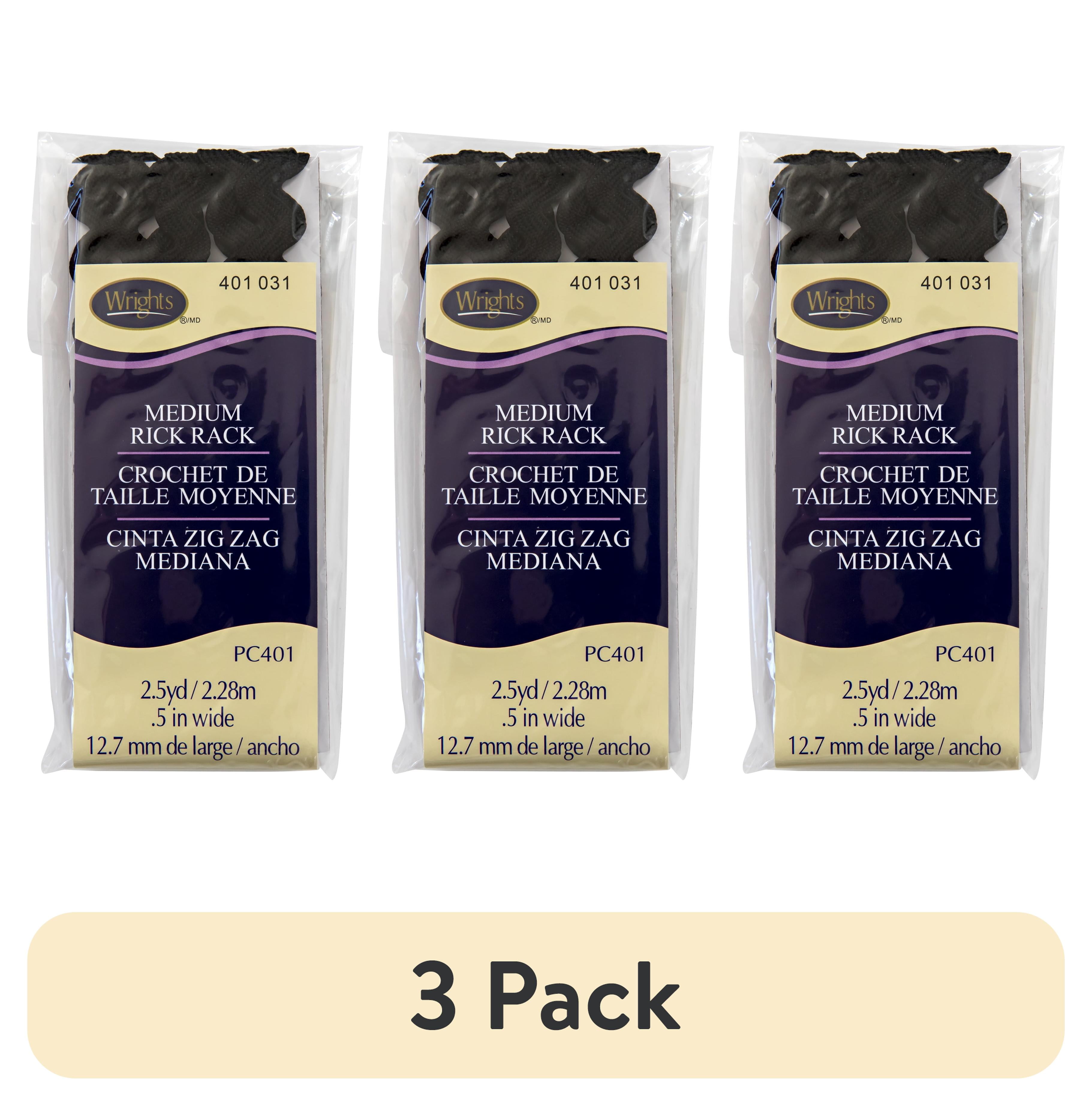 (3 pack) Wrights Black, 1/2" Medium Braided Rick Rack, 2.5 yd Sewing ...
