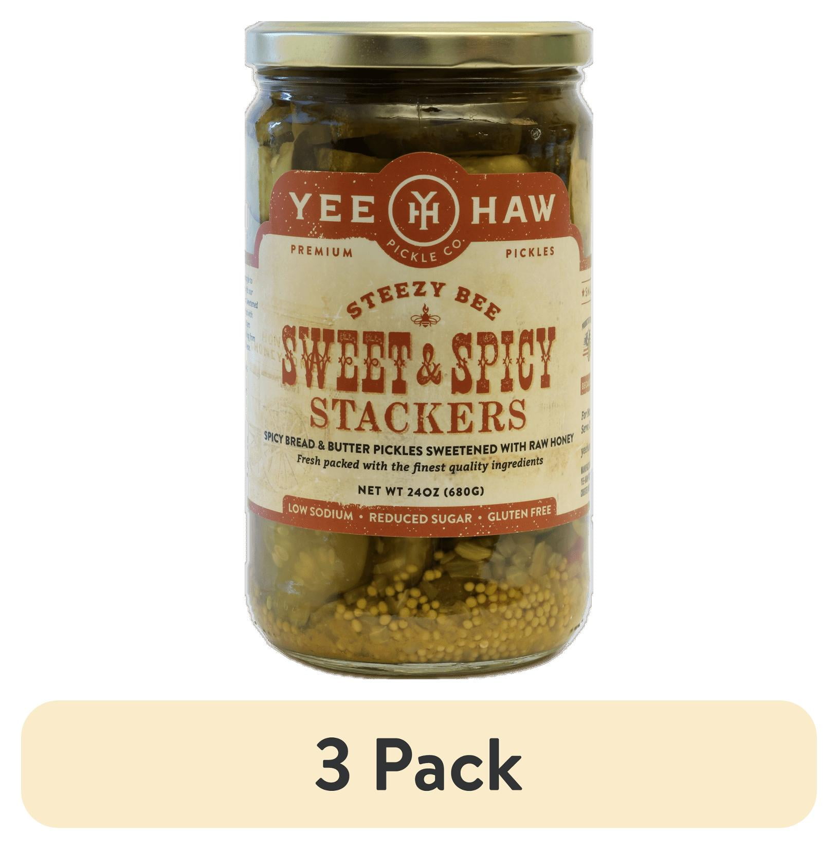 (3 pack) YeeHaw Sweet and Spicy Pickle Stackers, 24 oz Jar, 28 g per Serving - Walmart.com