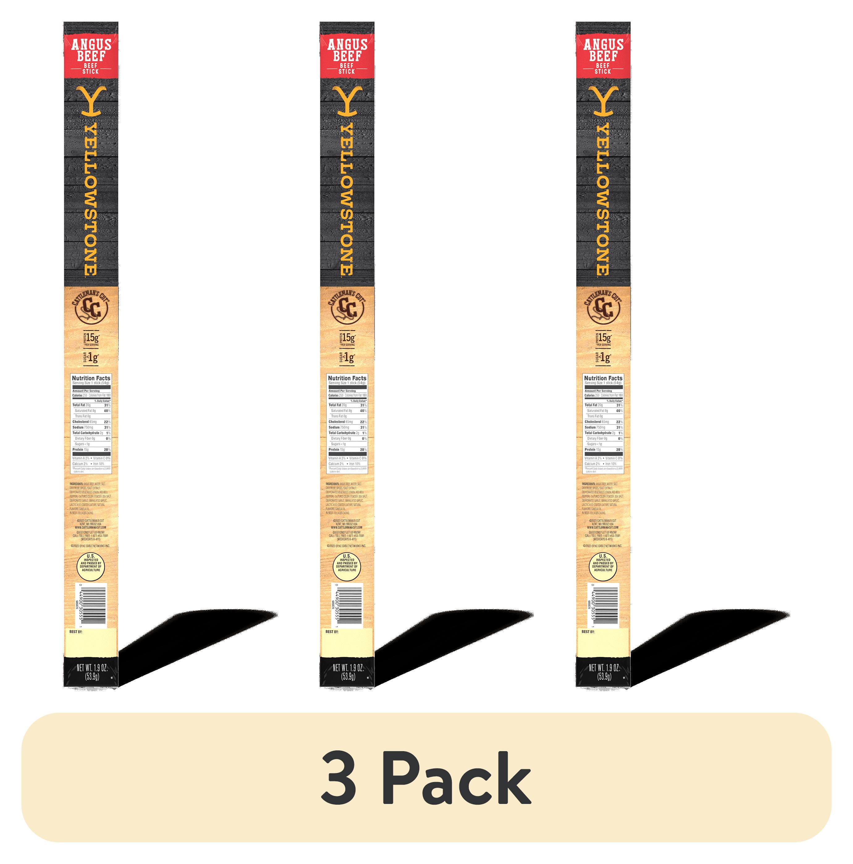 (3 pack) Yellowstone Angus Beef Stick, 1.9oz Plastic Pouch - Walmart.com