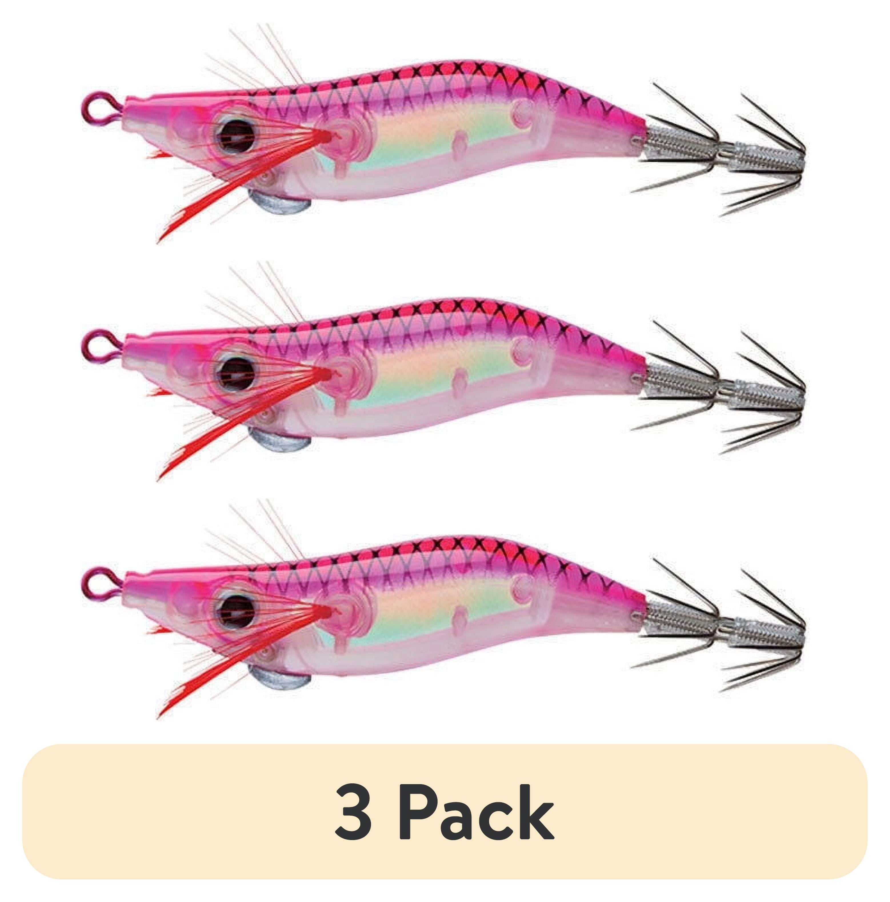 (3 pack) Yo-Zuri Mini 2" Floating Squid Jig Fishing Lure, Luminous Pink with Glow-in-the-Dark ...