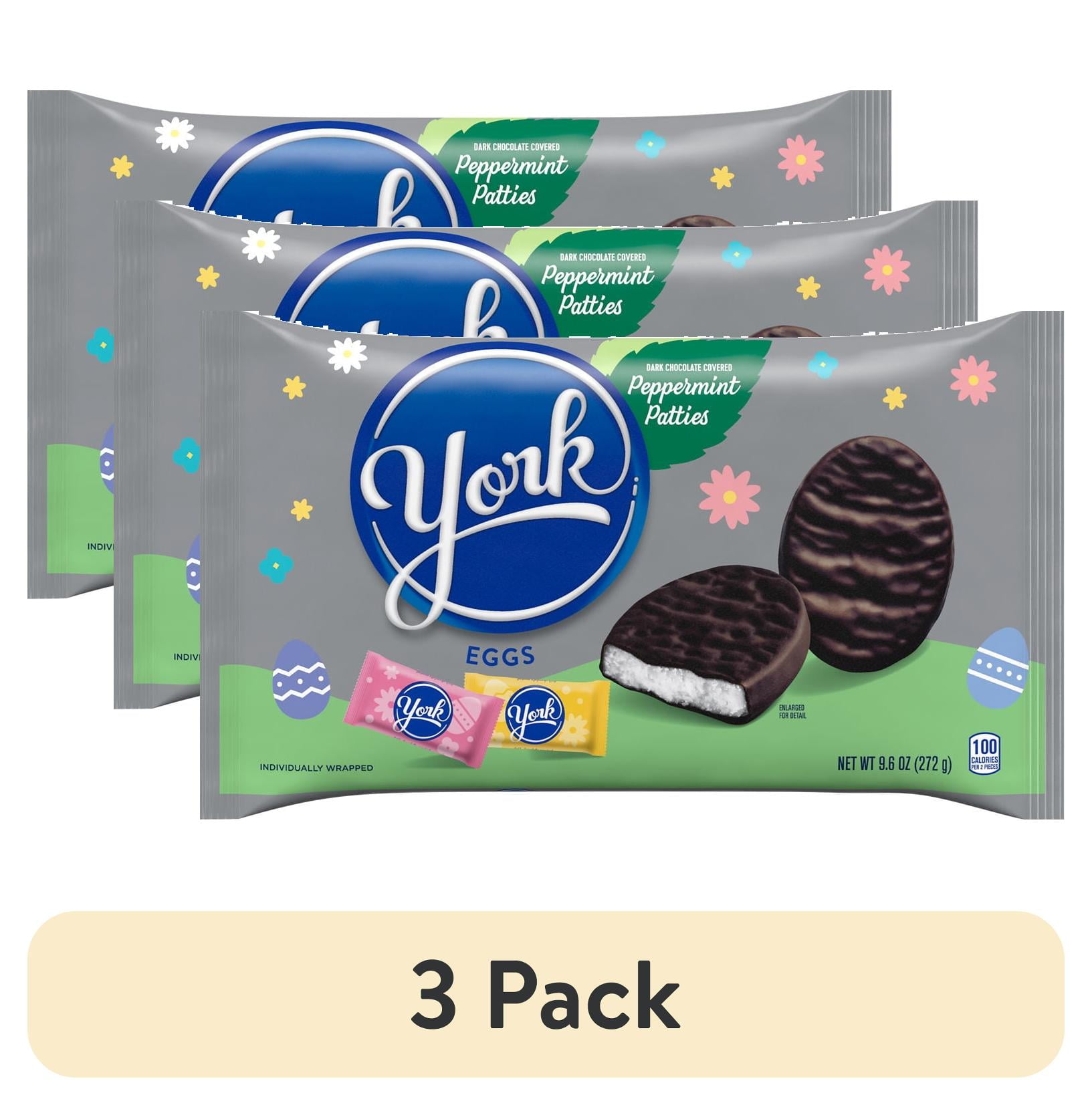 (3 pack) York Dark Chocolate Peppermint Patties Eggs Easter Candy, Bag ...