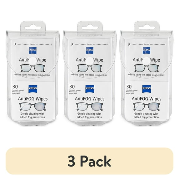 (3 pack) ZEISS Gentle and Thorough Cleaning Anti Fog Lens Cleaner Wipes ...