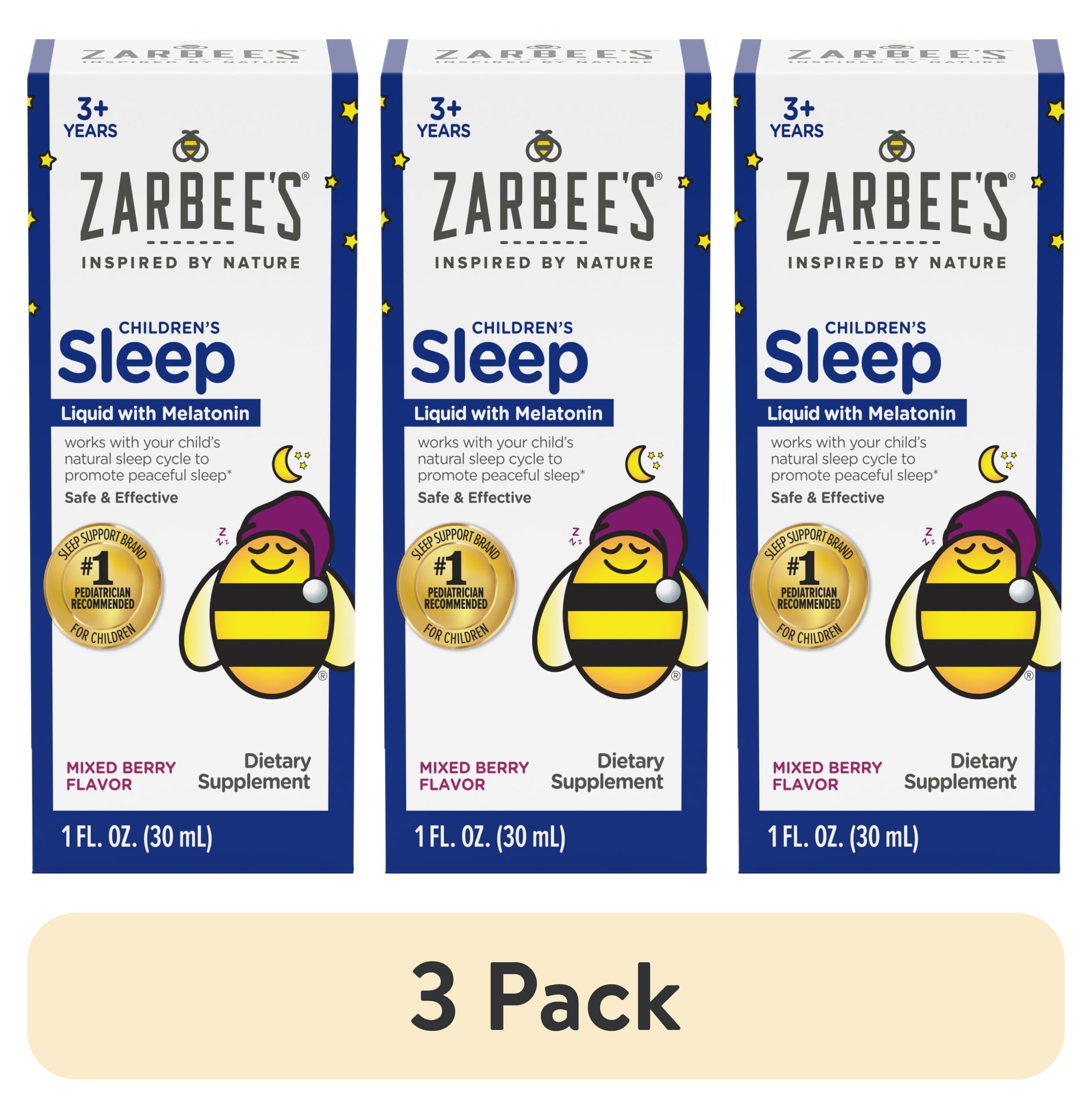 (3 pack) Zarbee's Children's Sleep Liquid with Melatonin, Natural Berry ...