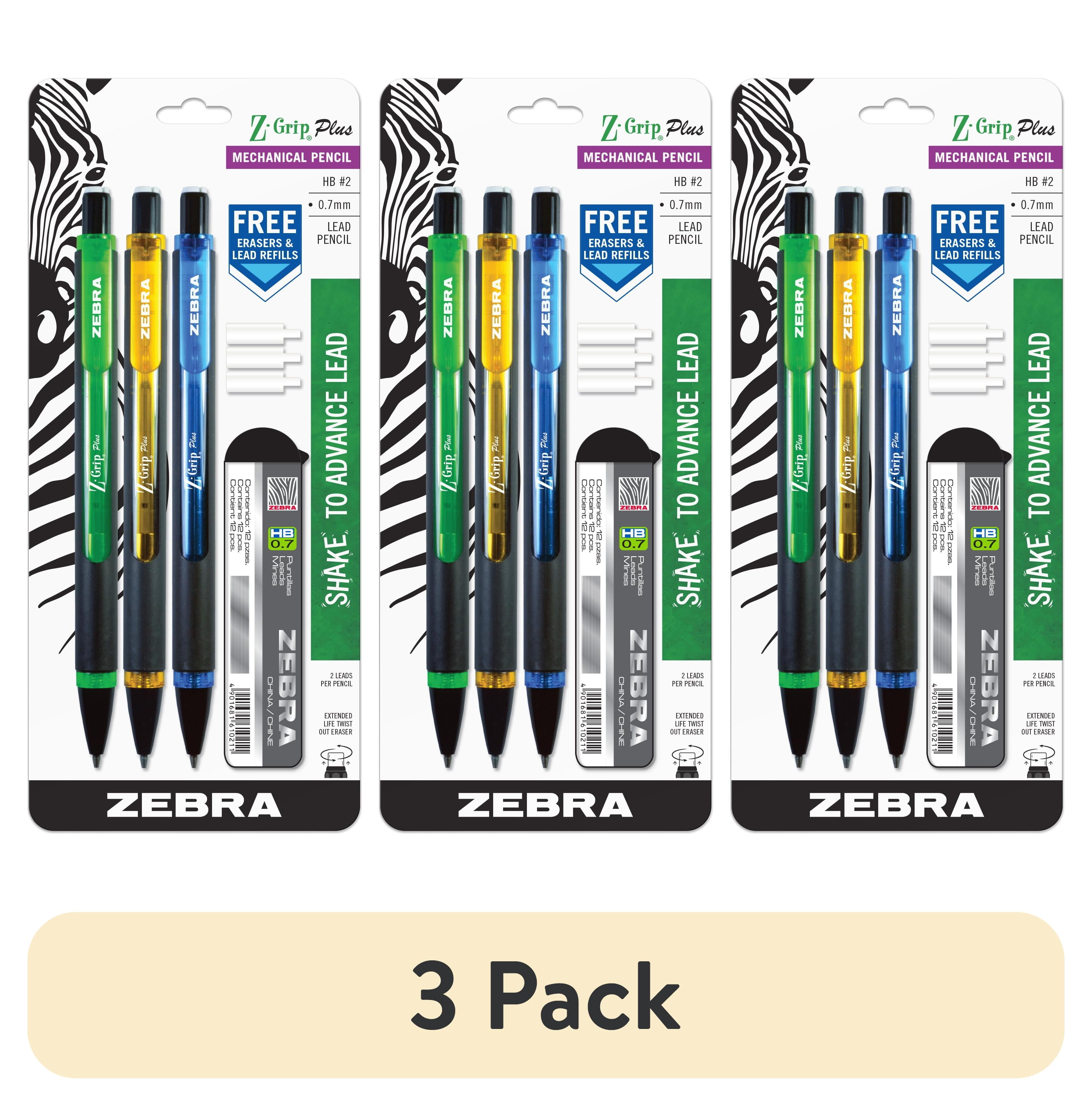 (3 pack) Zebra Z-Grip Plus Refillable Mechanical Pencil, 0.7mm, Bonus ...