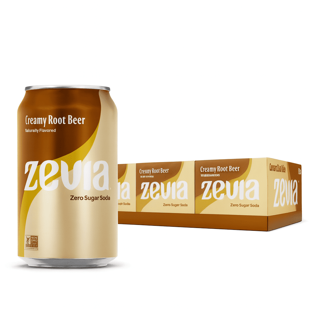 (3 pack) Zevia Zero Sugar, 0 Calorie Creamy Root Beer Soda Pop, 12 fl ...