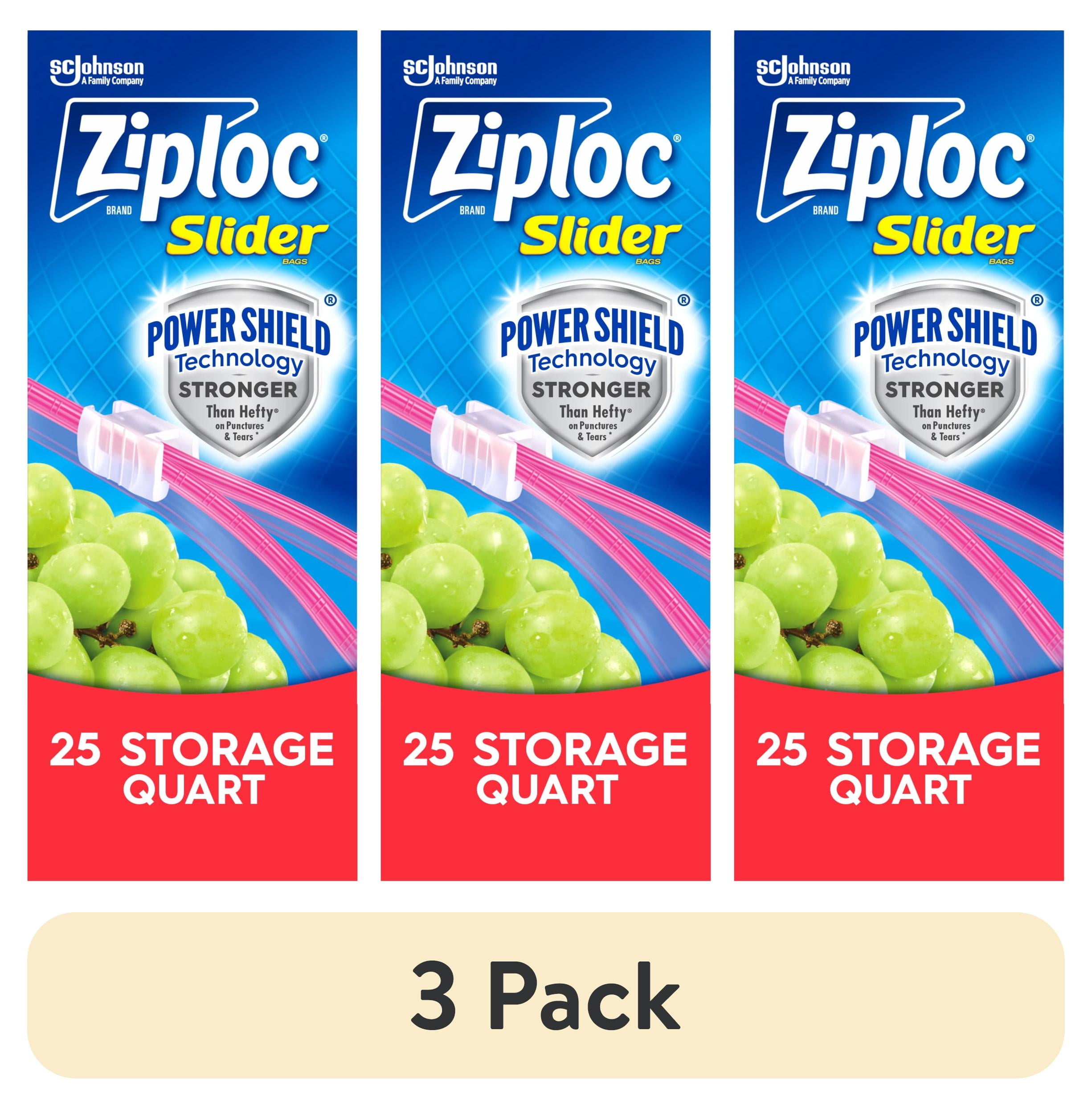 (3 pack) Ziploc® Brand Slider Quart Storage Bags with Power Shield ...