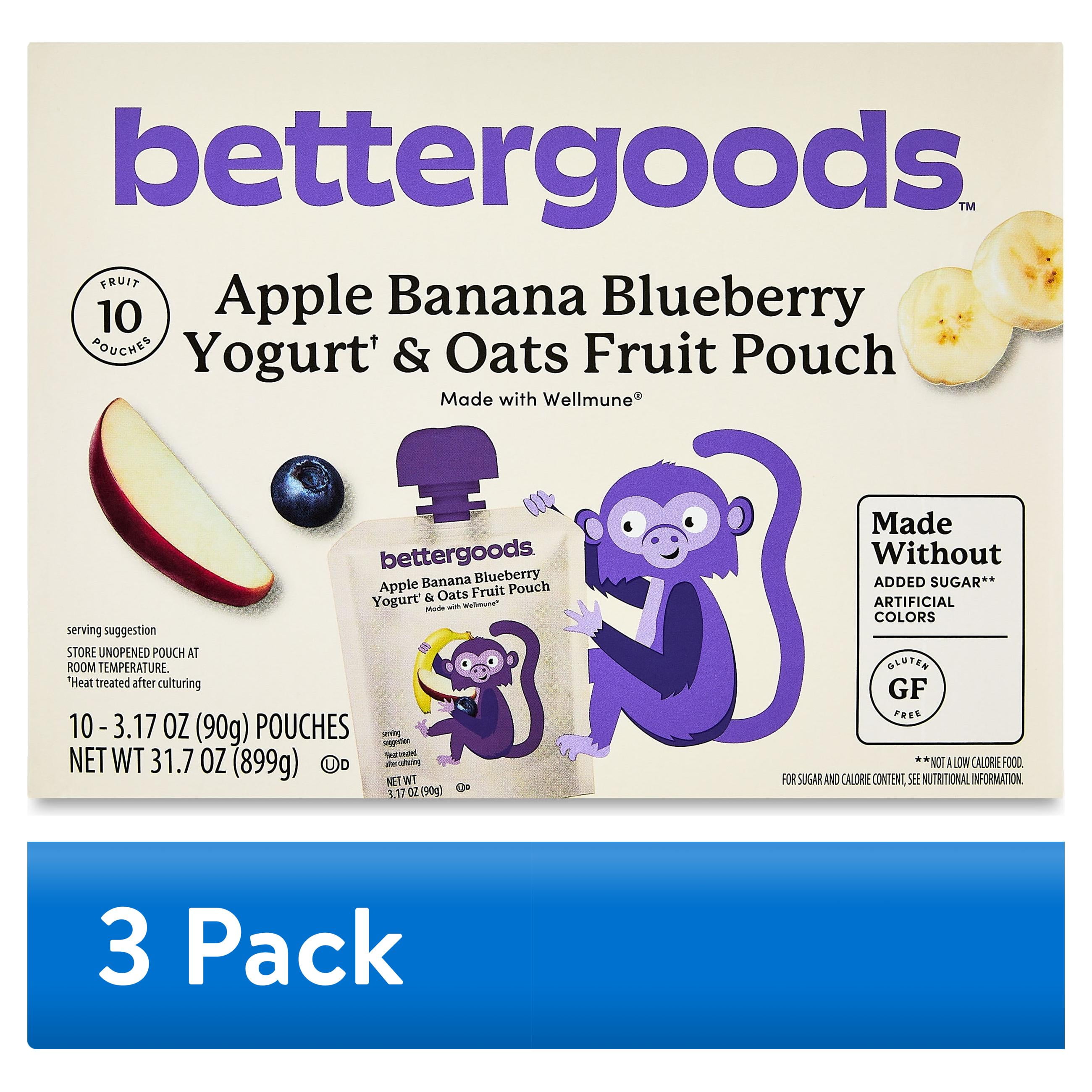 (3 pack) bettergoods Apple Banana Blueberry Yogurt & Oats Fruit ...