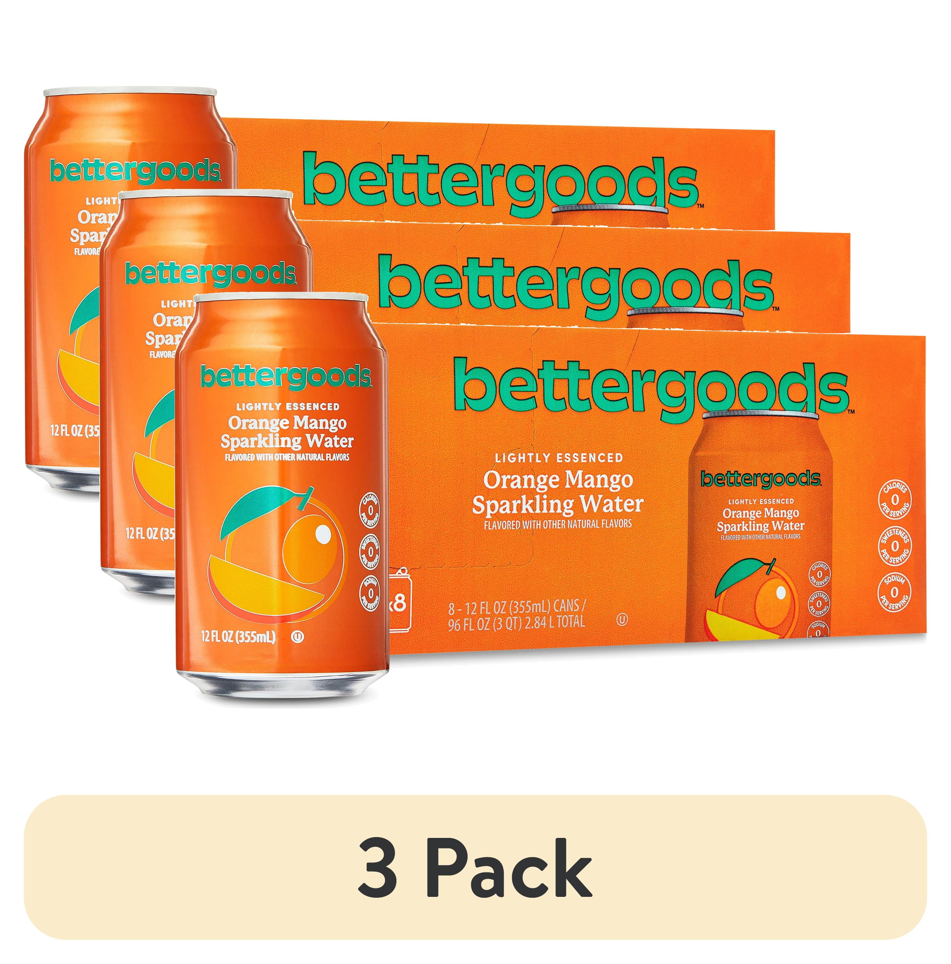 (3 pack) bettergoods Orange Mango Flavored Sparkling Water, 12 fl oz, 8 Cans - Walmart.com