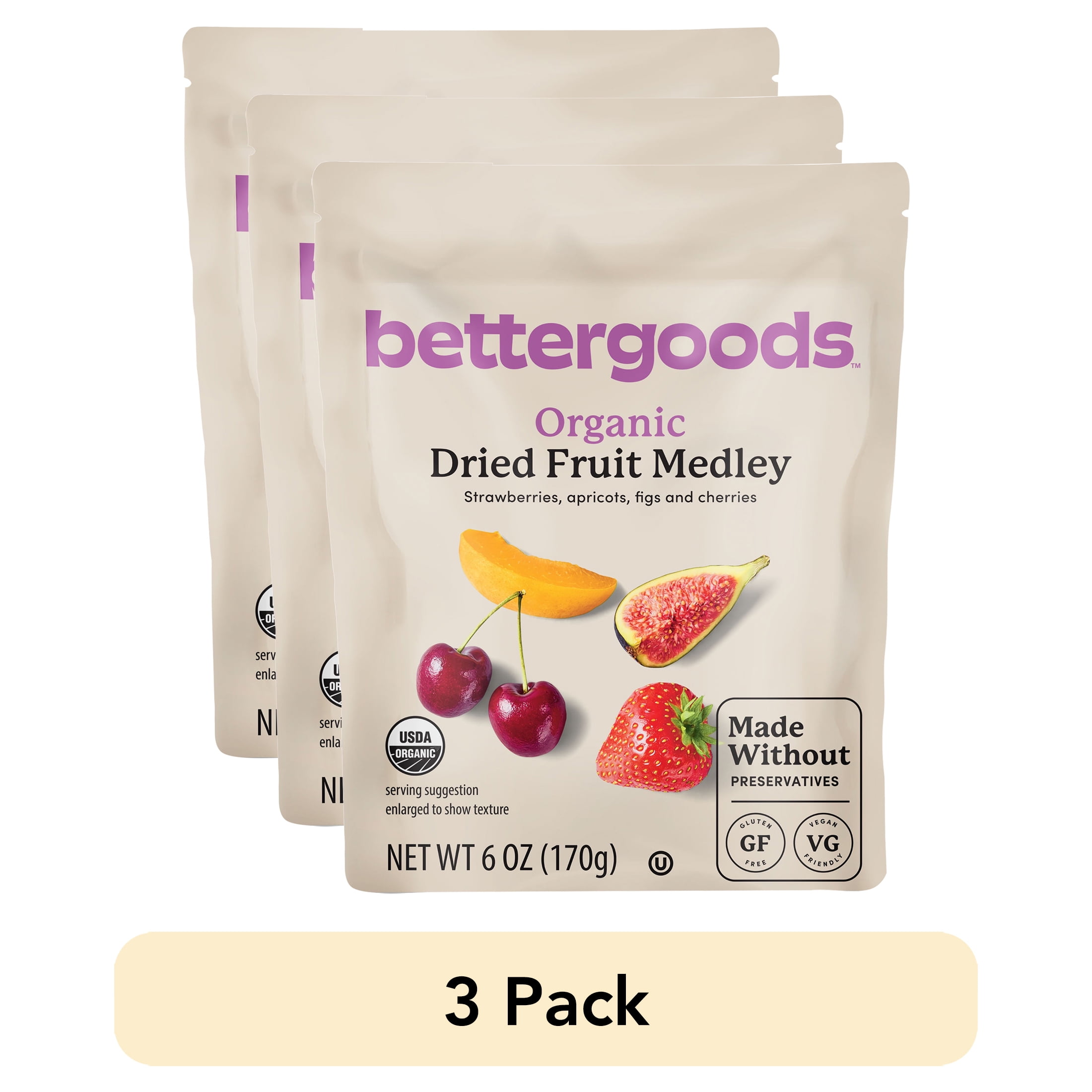 (3 pack) bettergoods Organic Dried Fruit Medley, 6 oz - Walmart.com