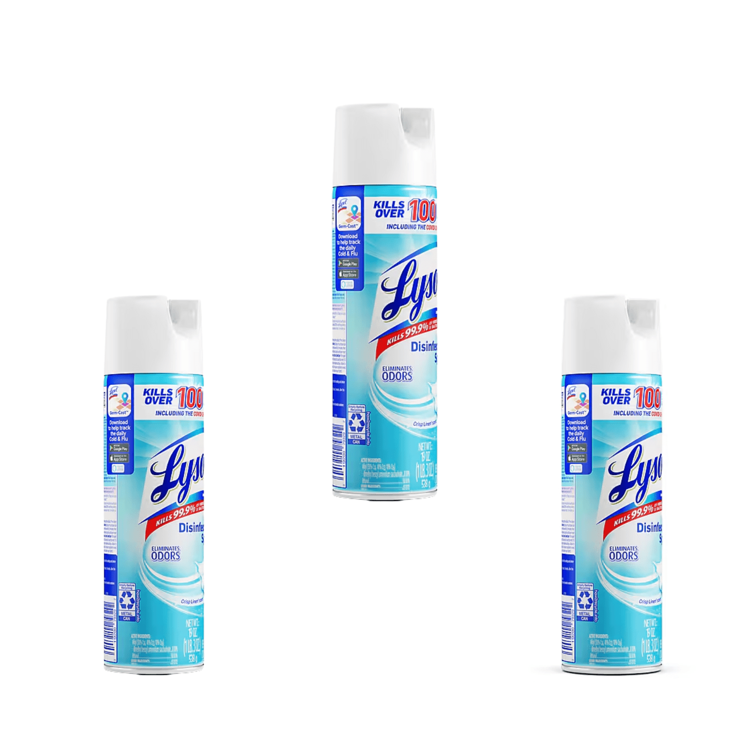 3 pack bottles Lysol Disinfectant Spray Crisp Linen (19oz x 3 ...