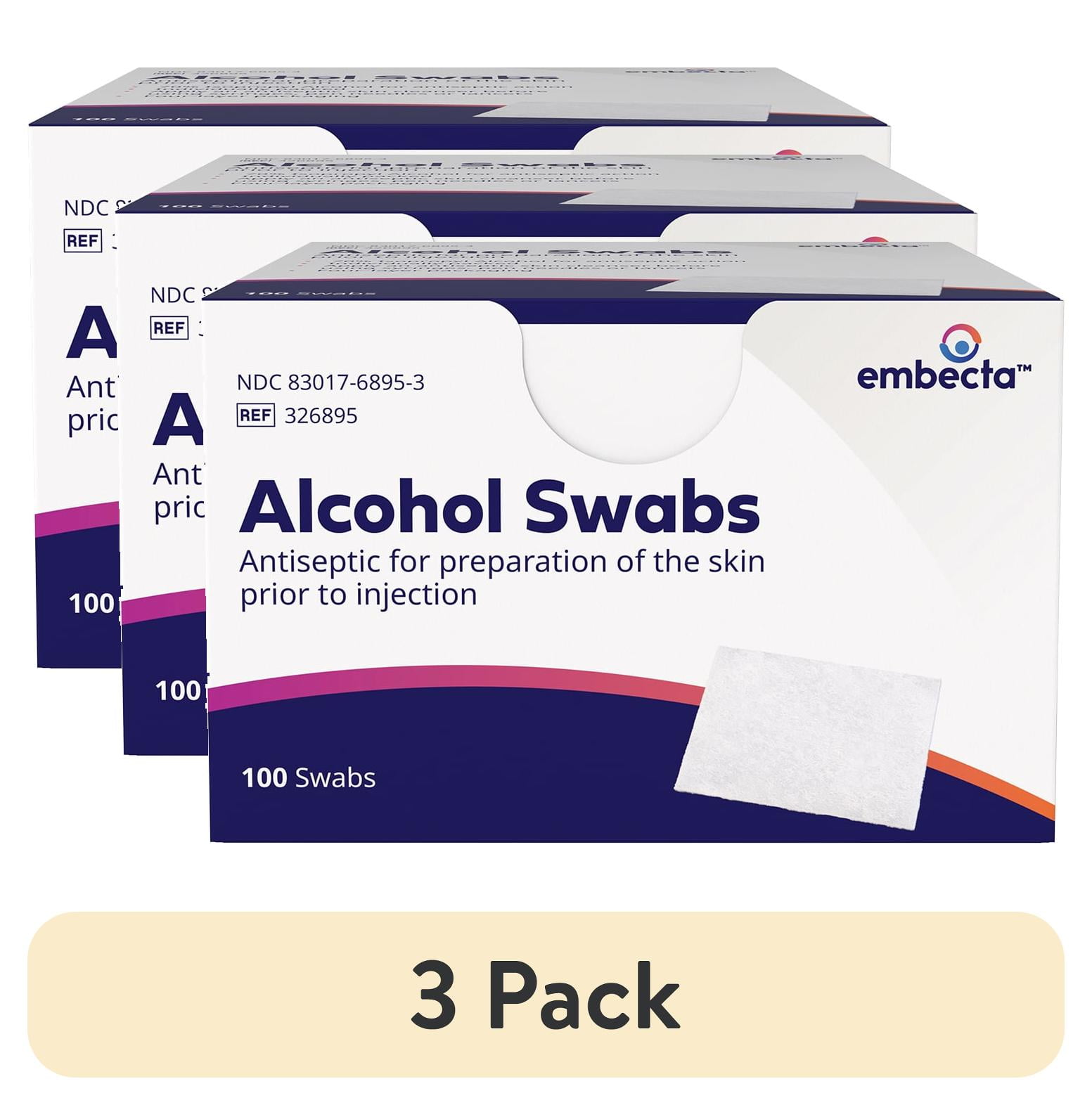 (3 pack) Embecta Alcohol Swabs, Skin Prep Pads, 100 Count - Walmart ...