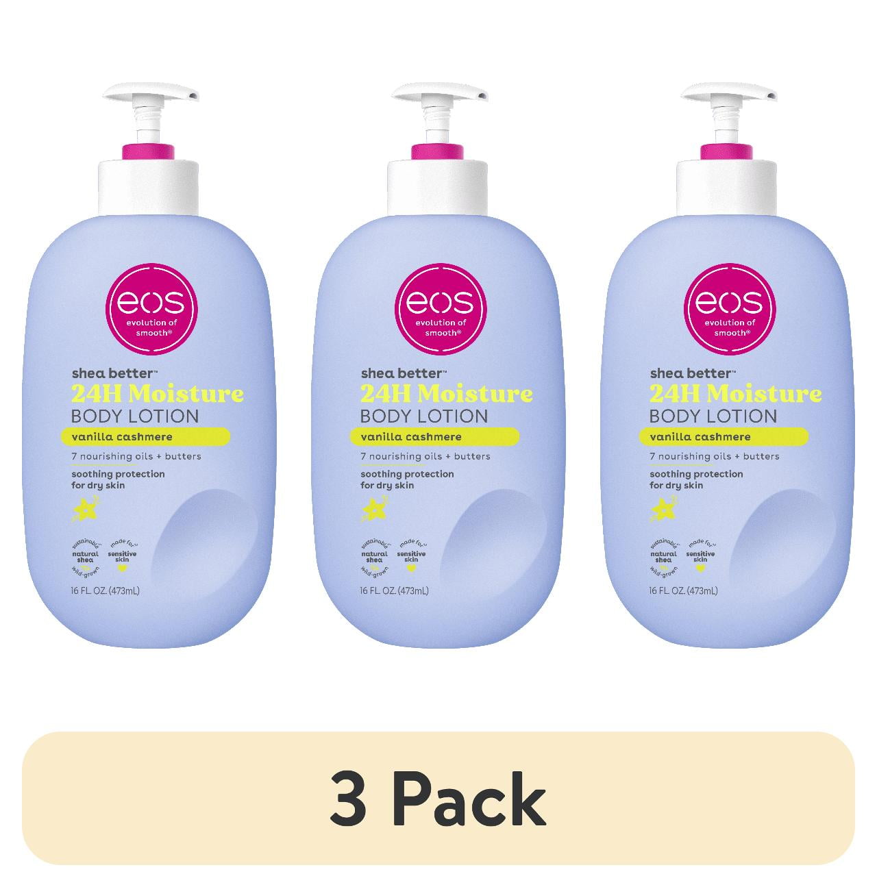 (3 pack) eos Shea Better Body Lotion - Vanilla Cashmere, for Dryness ...